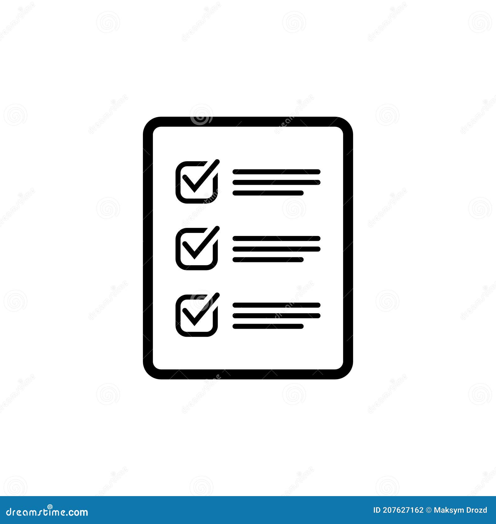 Checklist Vector Icon. Black Illustration Isolated on White Background ...