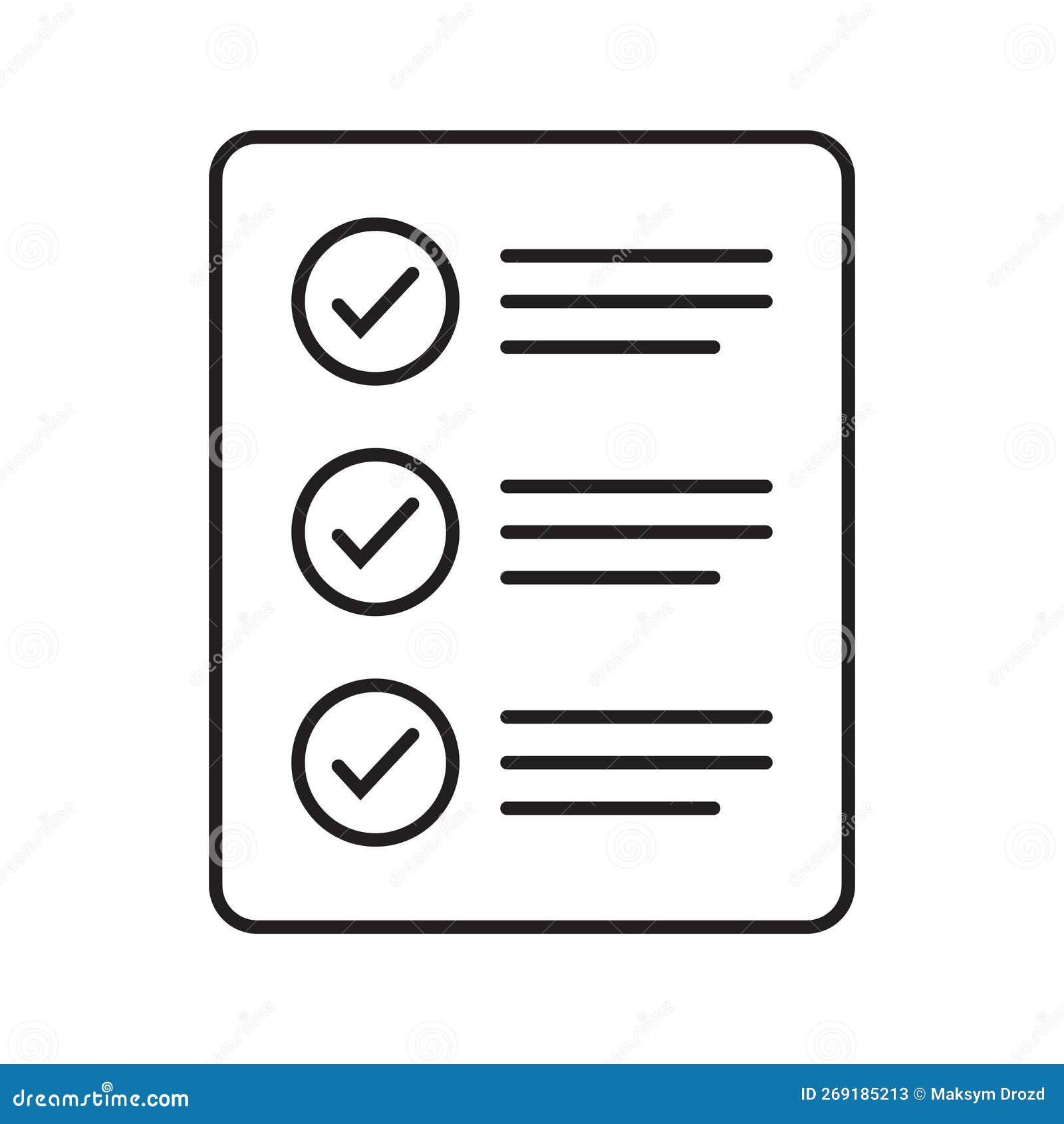 Checklist Vector Icon in Line Art Style. Document Icon, Questionnaire ...