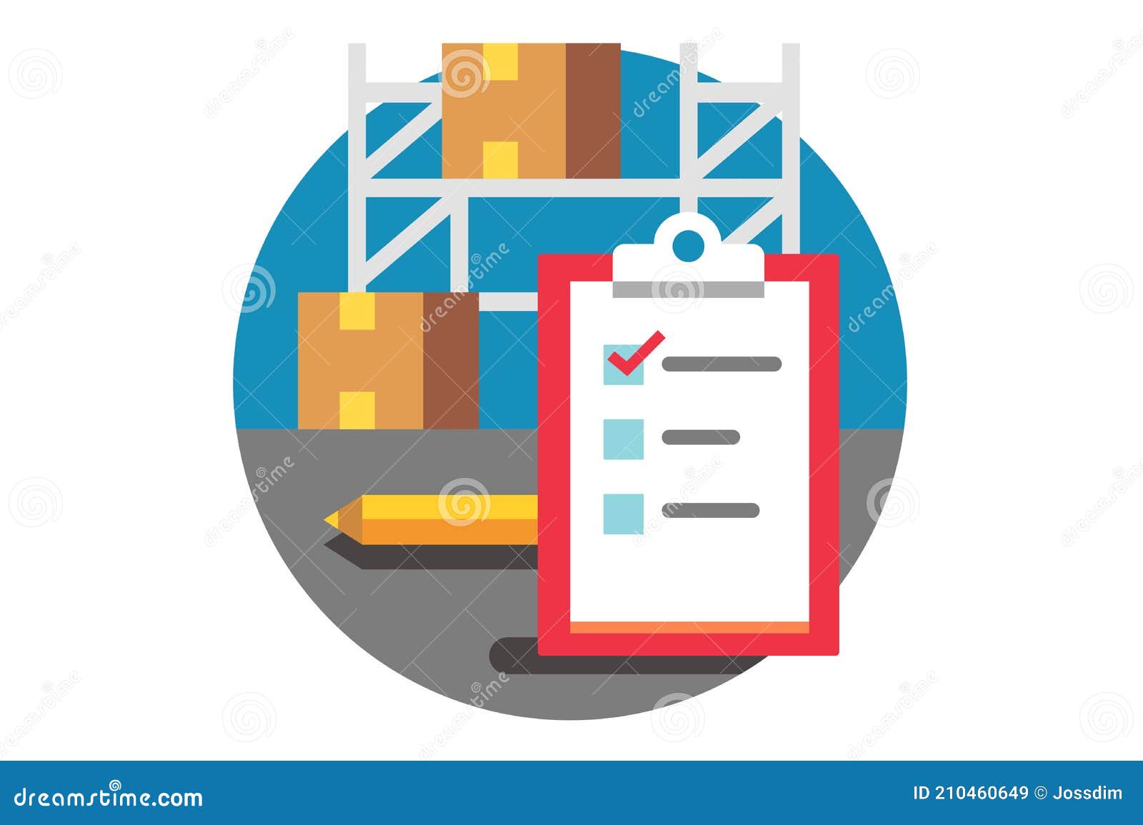 Checklist and Warehouse with Boxes on a Rack. Stock Vector ...