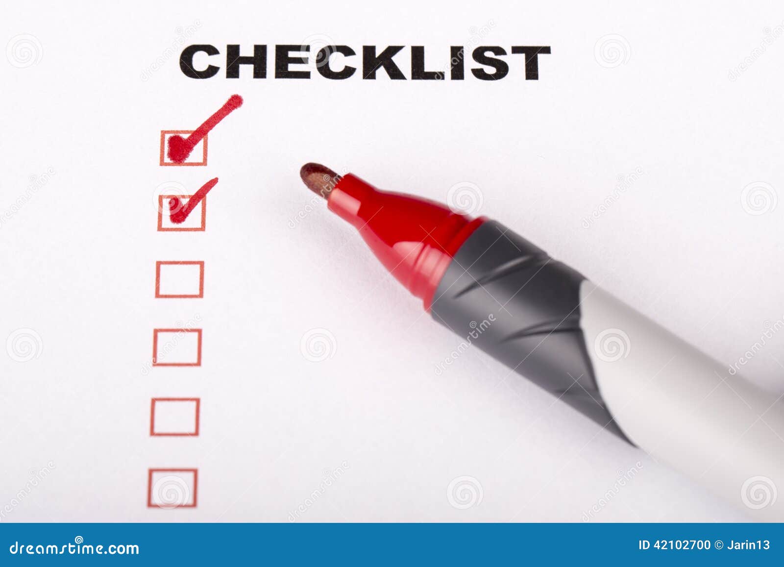 Checklist on White with Marker Stock Photo - Image of application ...
