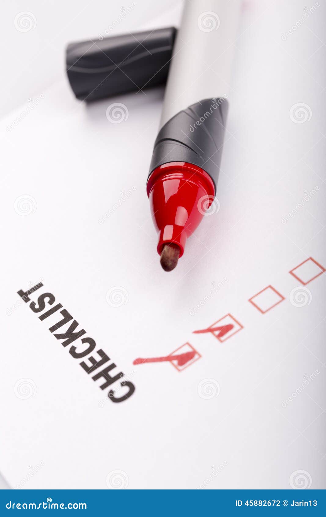 Checklist on White with Marker Stock Photo - Image of checklist ...