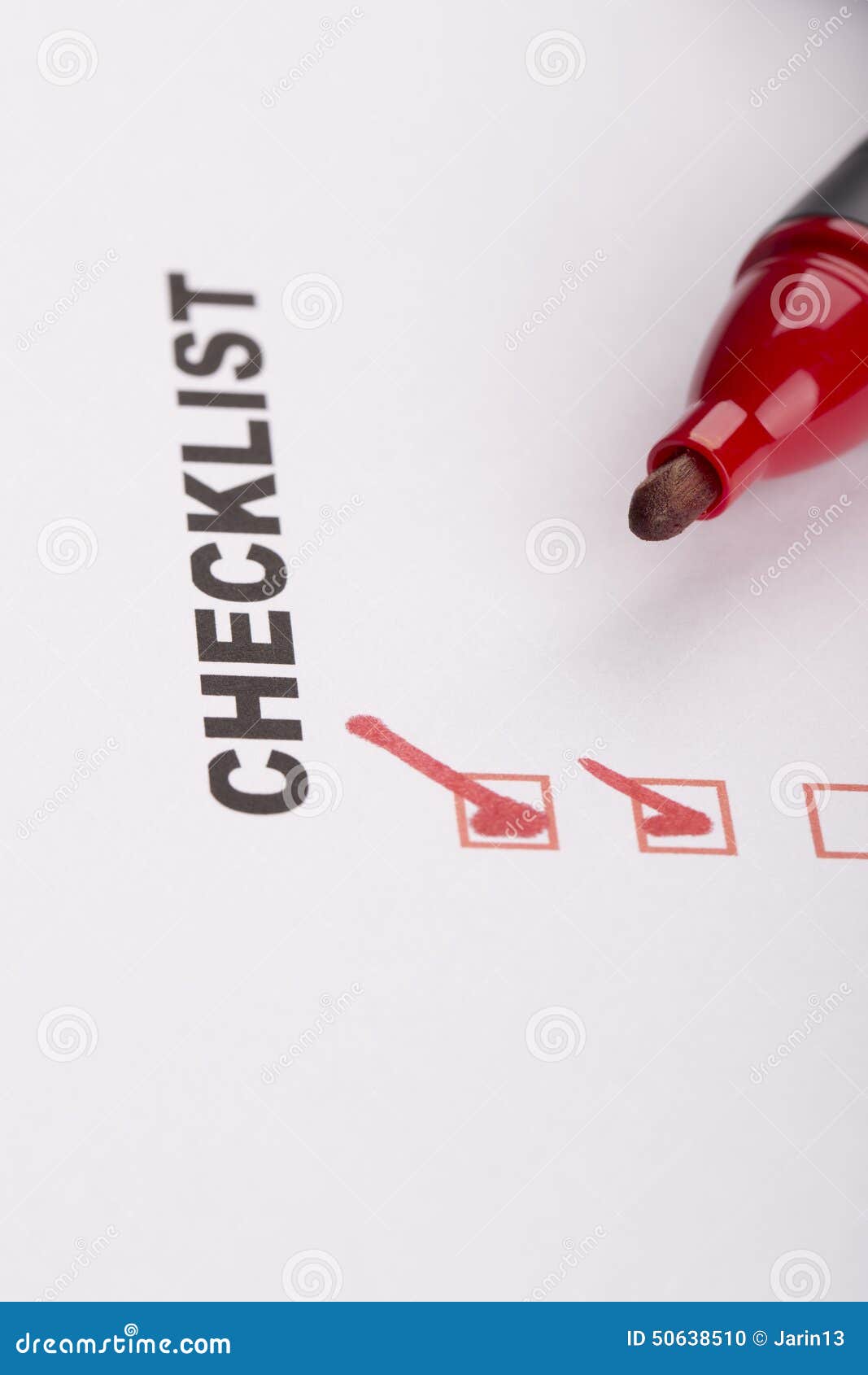 Checklist on White with Marker Stock Photo - Image of checkbox, check ...