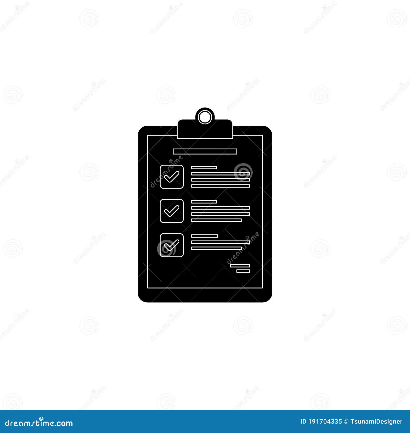 Checklist - White Outline Icon Vector Isolated Stock Vector ...