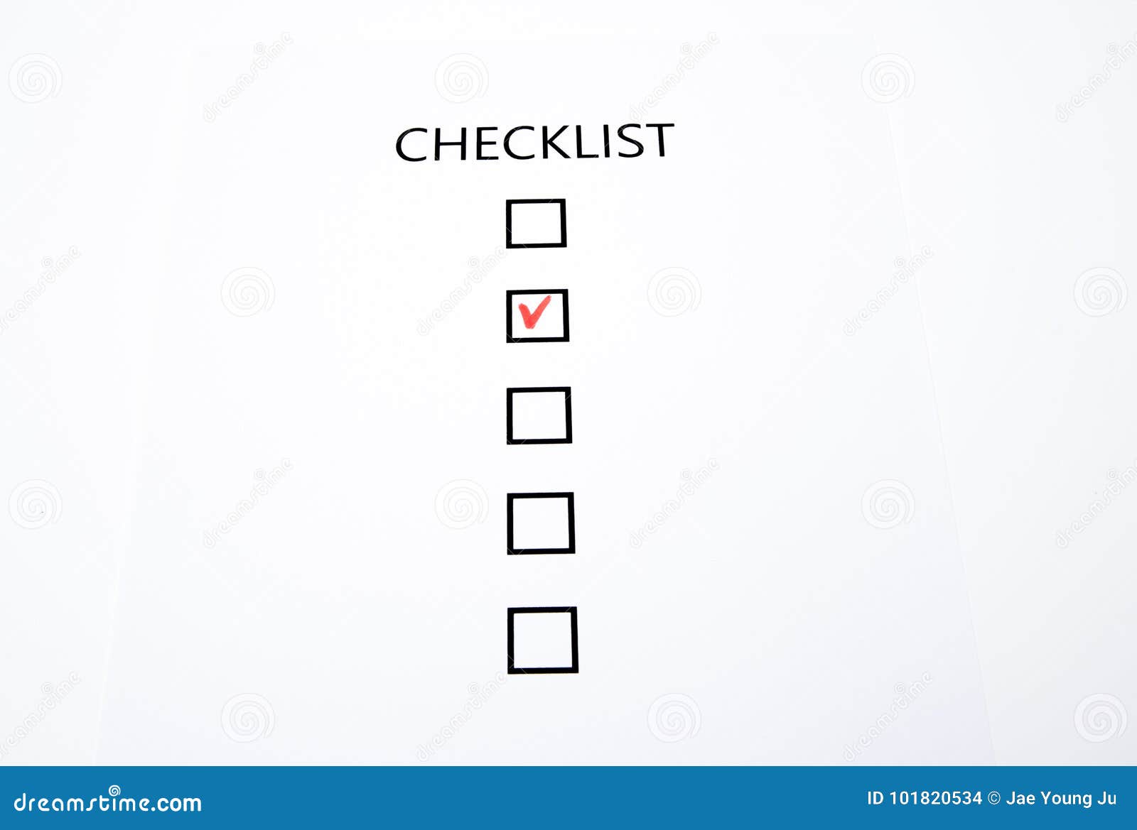Checklist on white paper stock photo. Image of notebook - 101820534