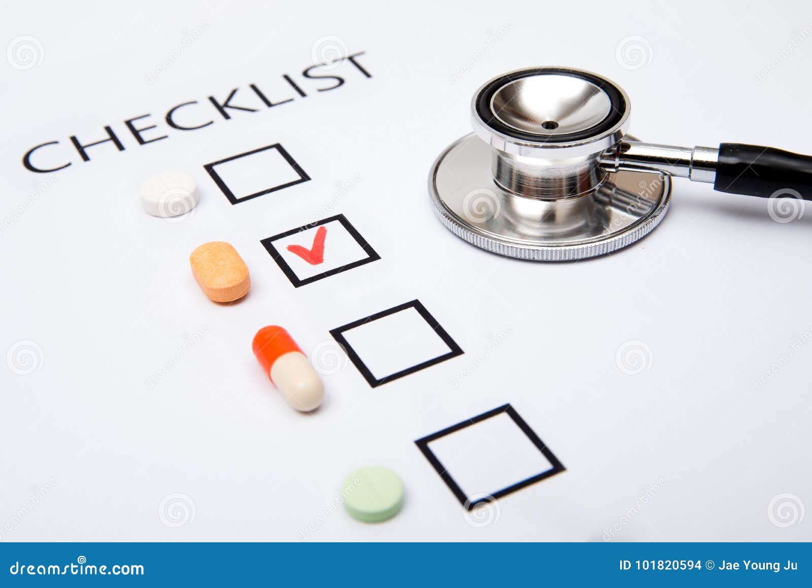 Checklist on White Paper with Stethoscope Stock Photo - Image of ...
