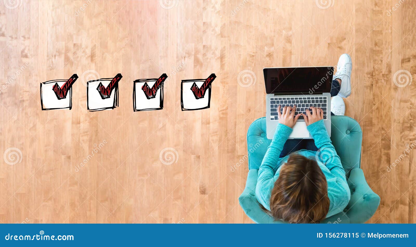 Checklist with Woman Using Laptop Stock Image - Image of list, computer ...