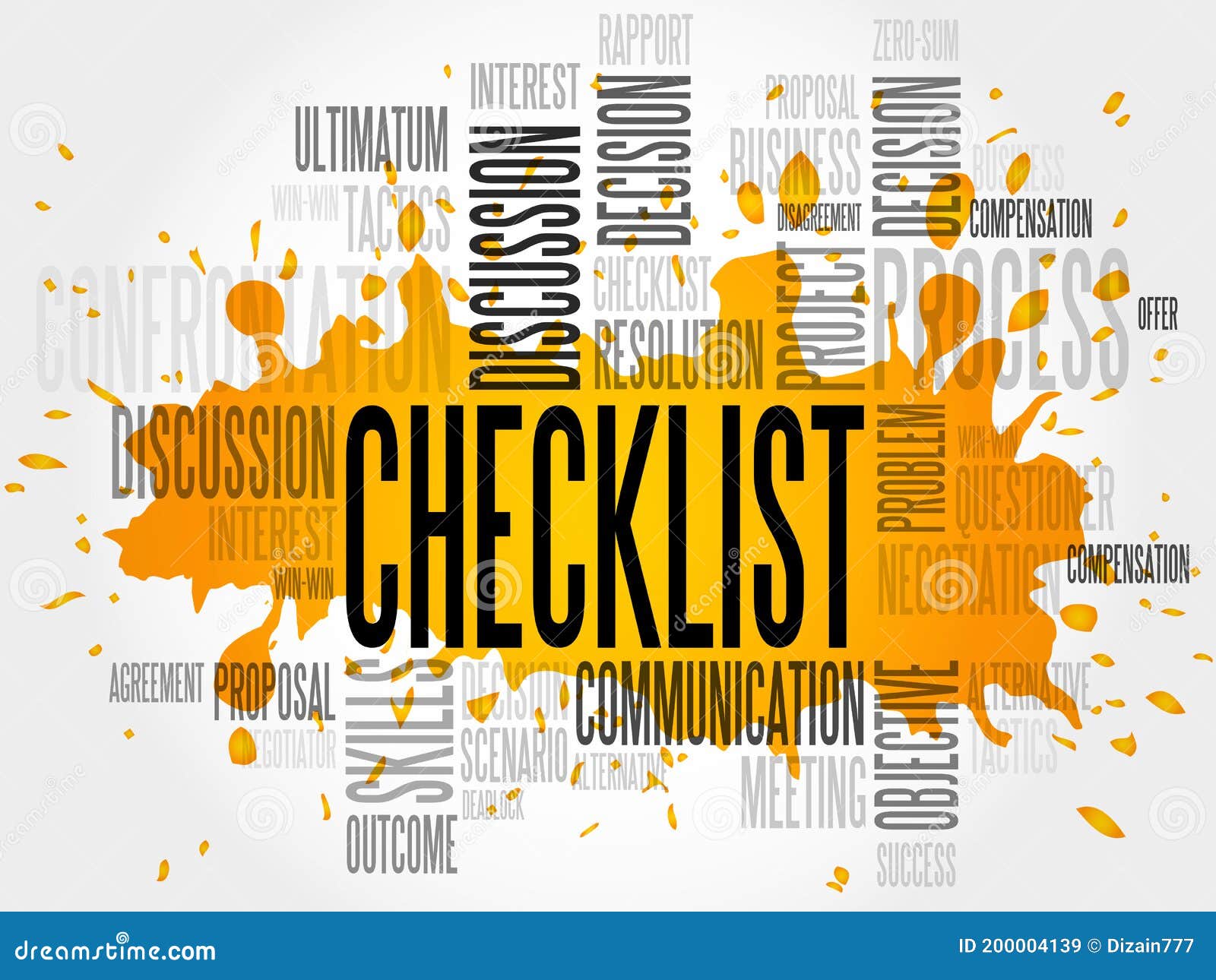 Checklist word cloud stock illustration. Illustration of research ...