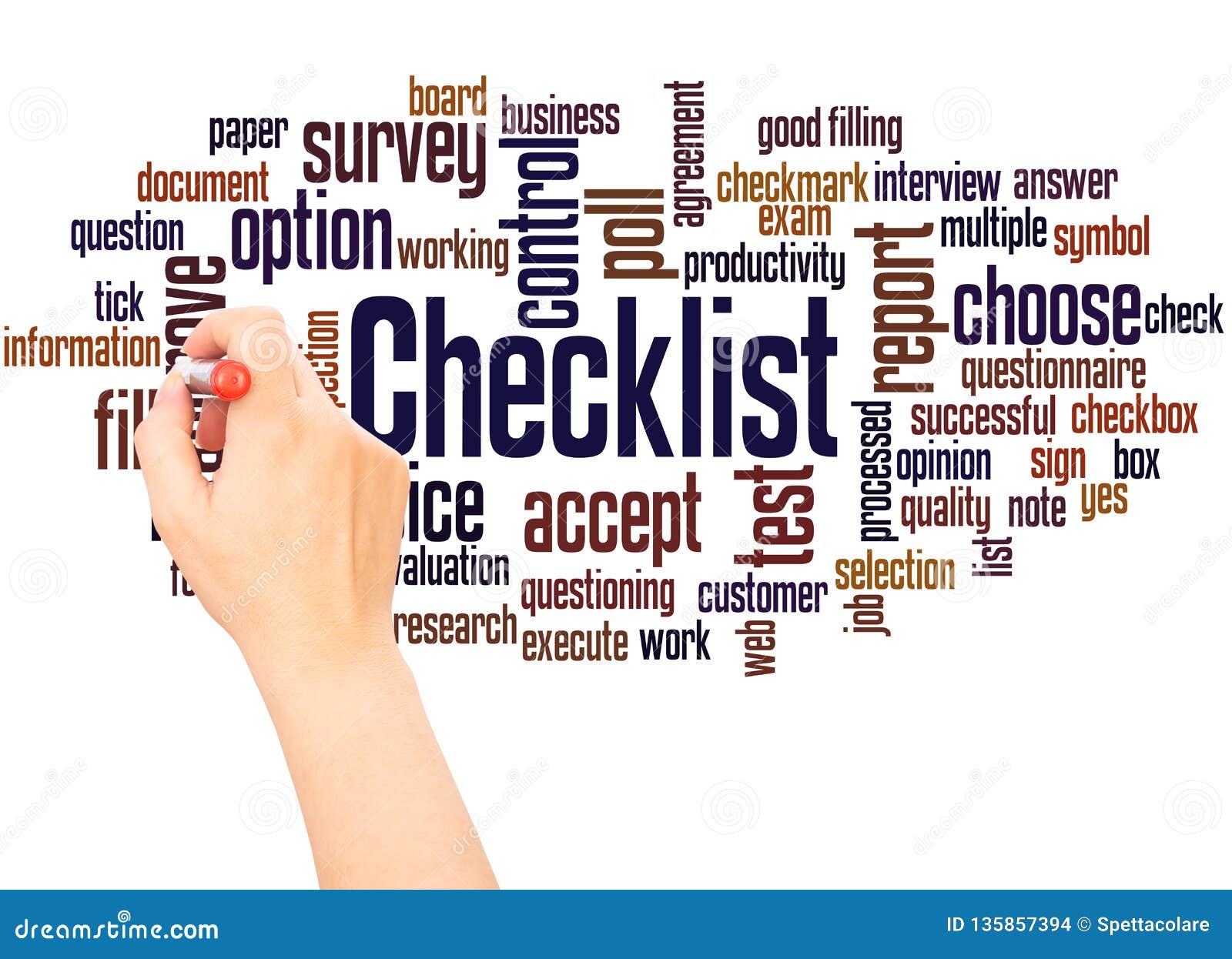 Checklist Word Cloud Hand Writing Concept Stock Photo - Image of option ...