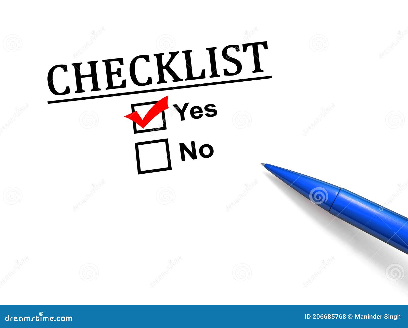 Checklist: yes or no stock illustration. Illustration of time - 206685768