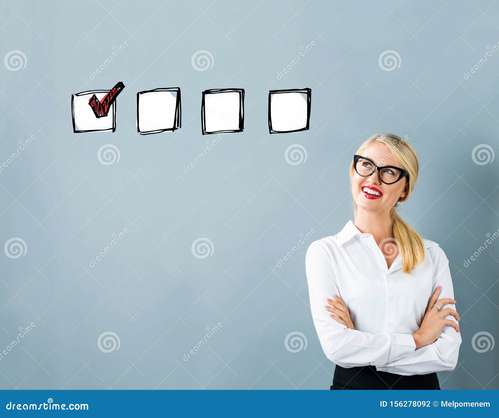 Checklist with young woman stock photo. Image of check - 156278092