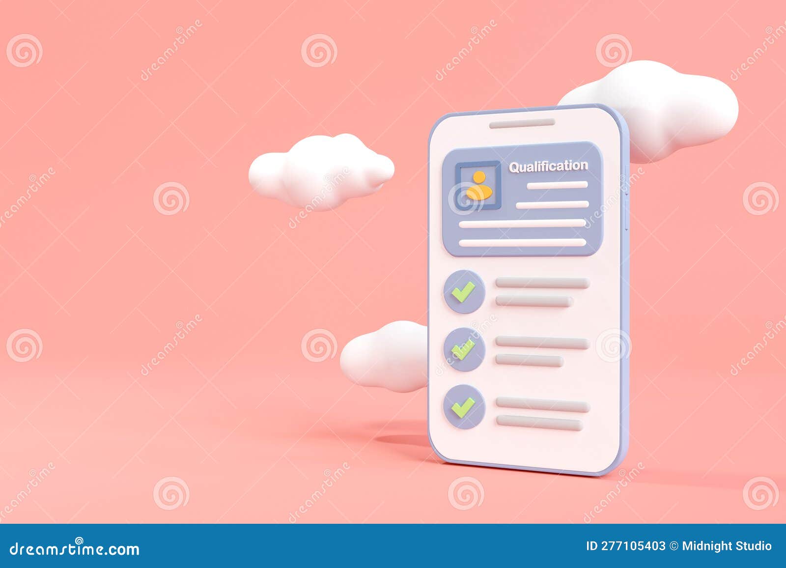 Checklists And Qualifications. Smartphone With Human Icon And Check On ...