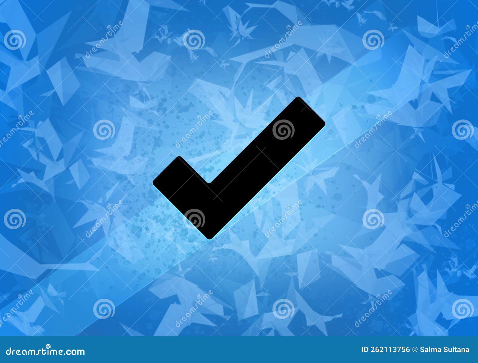 Checkmark Aesthetic Abstract Icon on Blue Background Stock Illustration ...