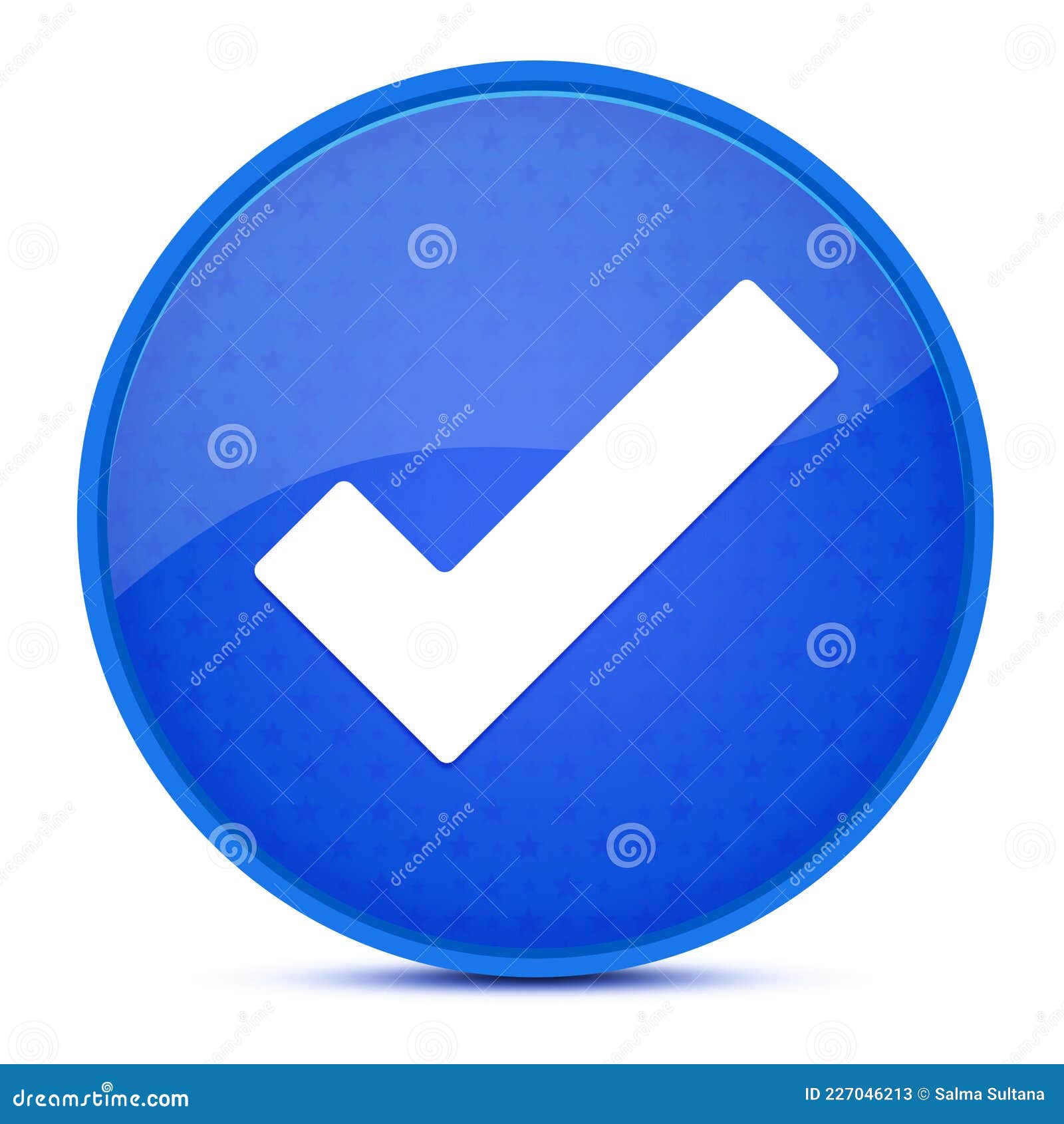 Checkmark Aesthetic Glossy Blue Round Button Abstract Stock ...