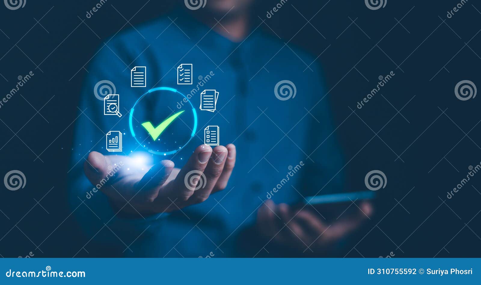 Checkmark Checklist Concept. a Professional Interacts with Showcasing a ...