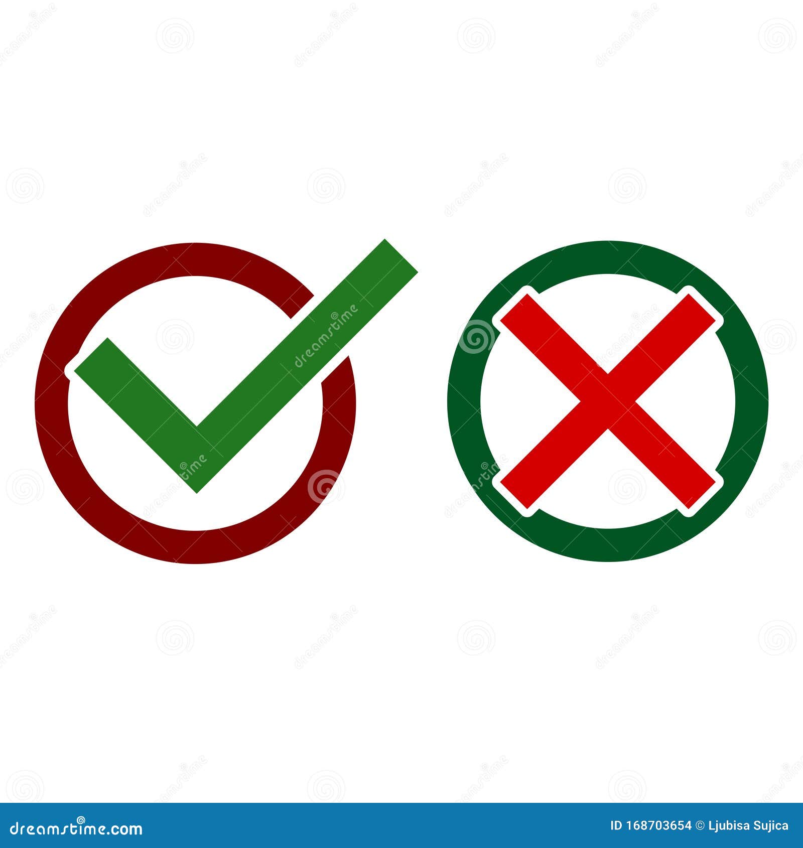 Checkmark and X or Confirm, Check Mark and X Icon Stock Vector ...