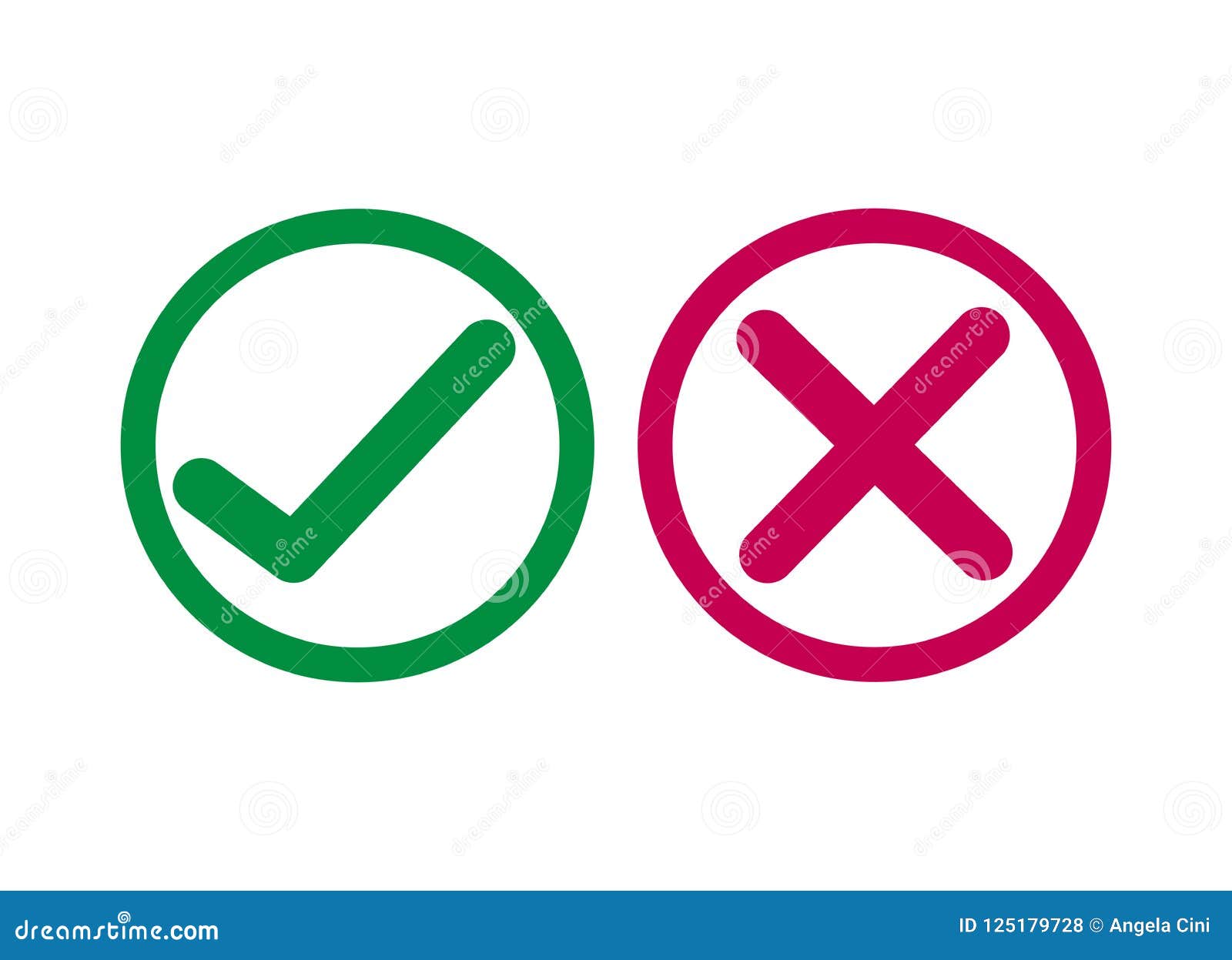 Checkmark and X or Confirm and Deny Icon Stock Vector - Illustration of ...