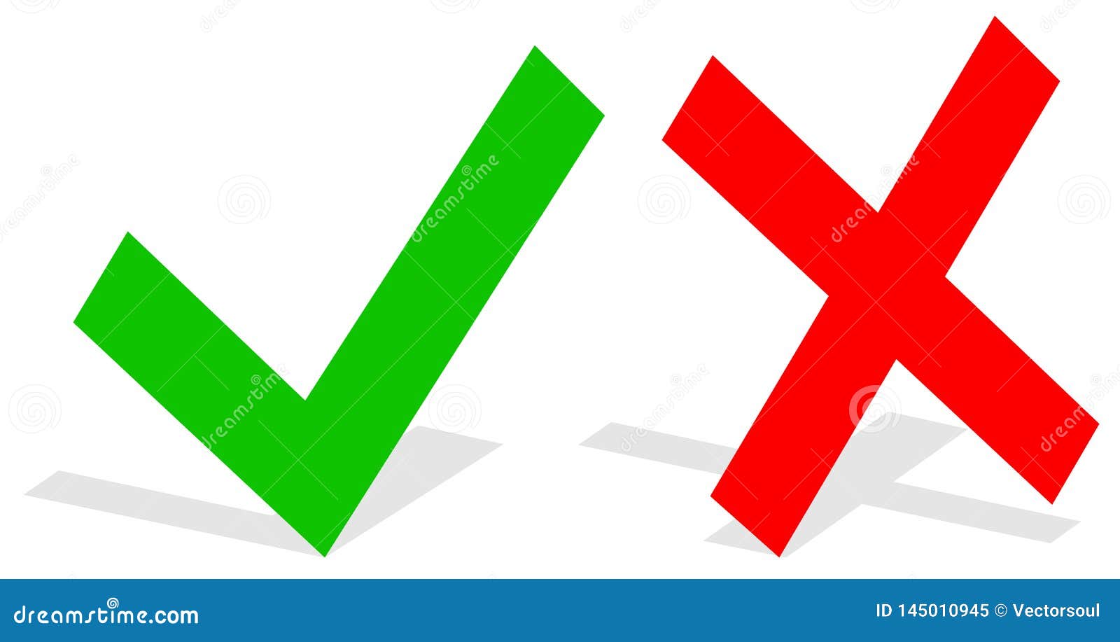 Checkmark and cross icon stock vector. Illustration of confirm - 145010945