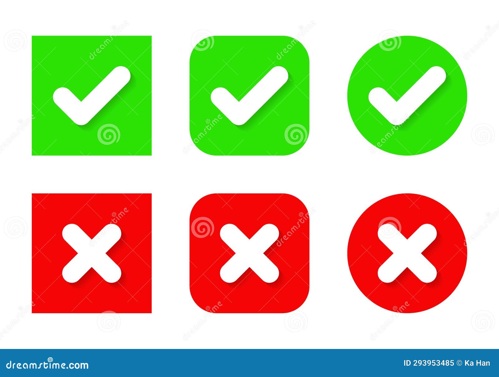 Checkmark and Cross Icon Vector Set Collection in Flat Style Stock ...