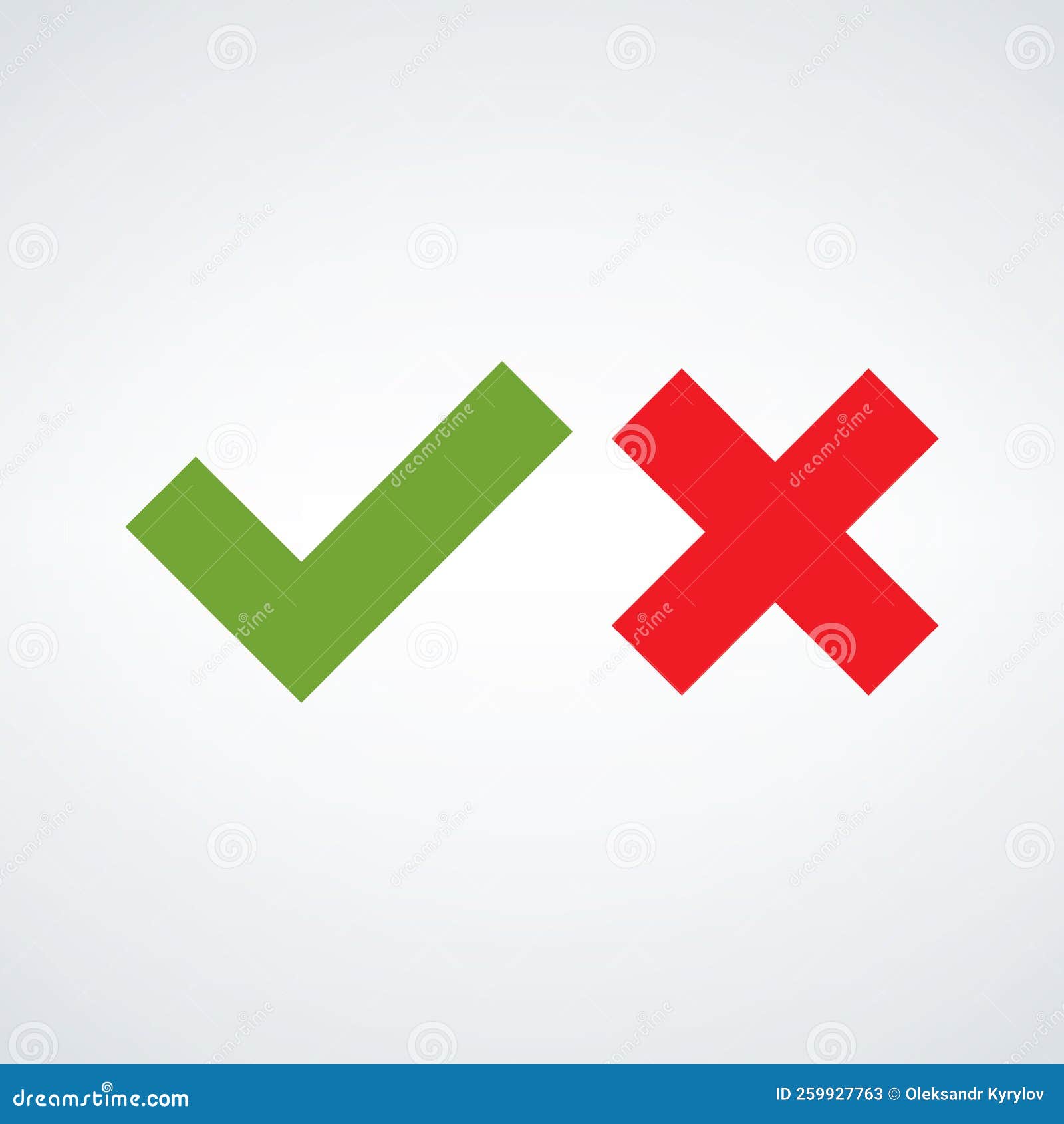 Checkmark Cross Tick Sign in Green and Red. Correct Wrong Test Question ...
