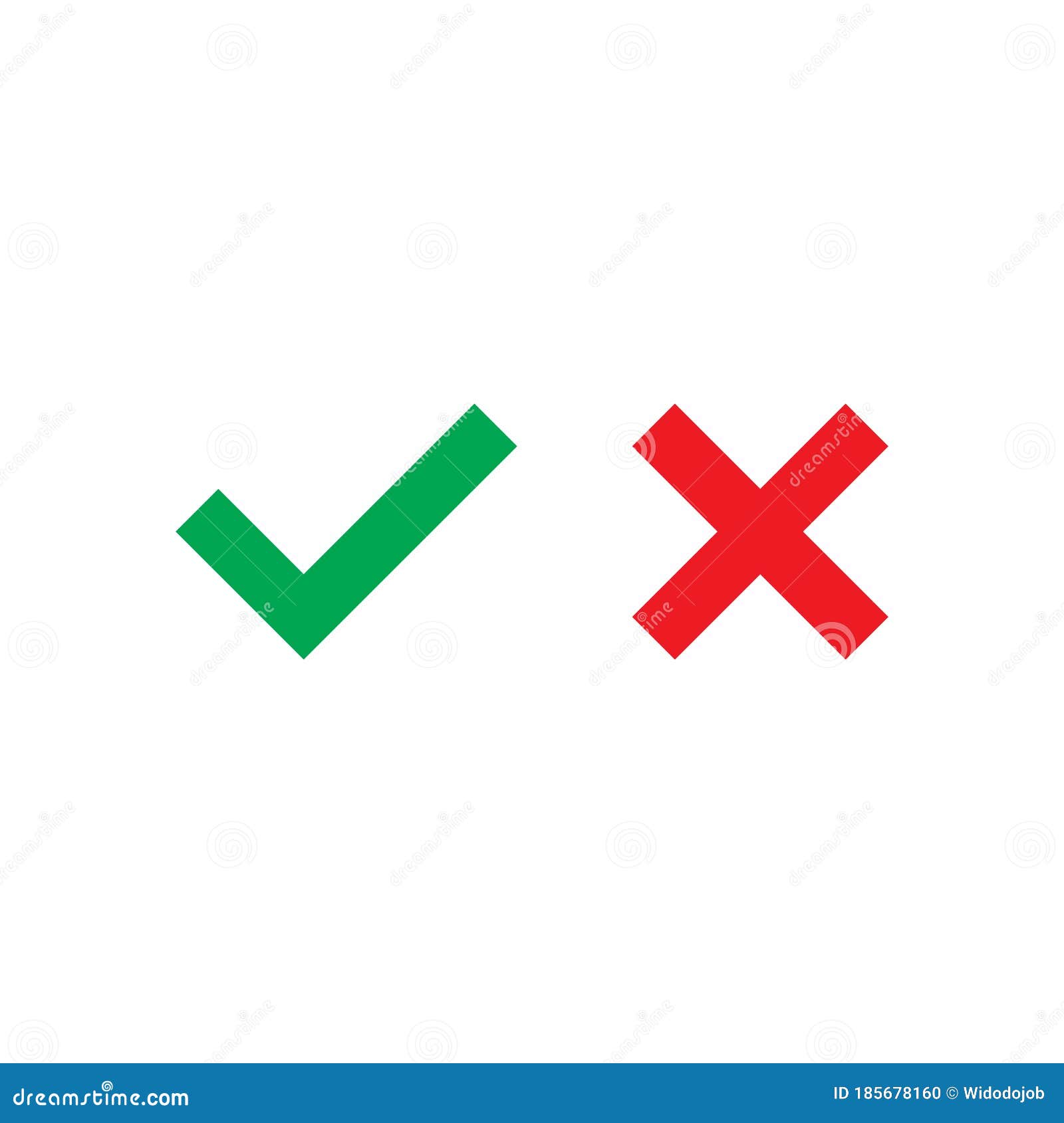 Checkmark and crossmark stock vector. Illustration of isolated - 185678160