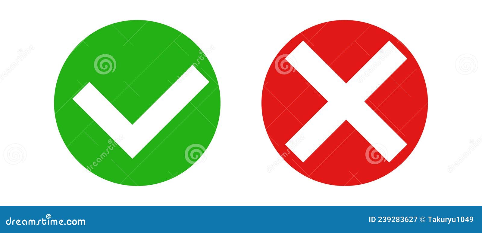 Checkmark and Crossmark Icons. Vector. Stock Vector - Illustration of ...