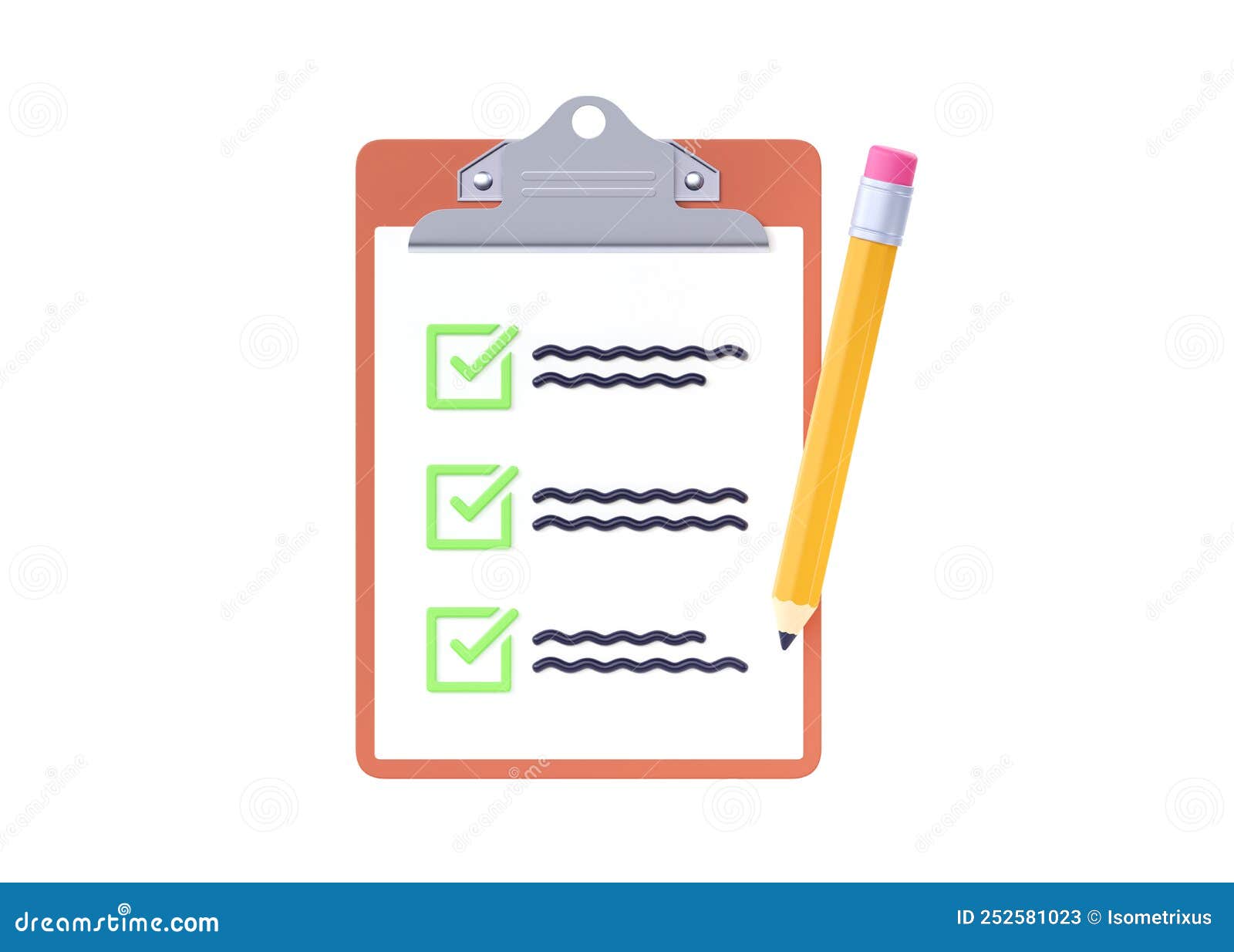 Checkmark 3d Render Icon - Complete Contract Paper Document with ...