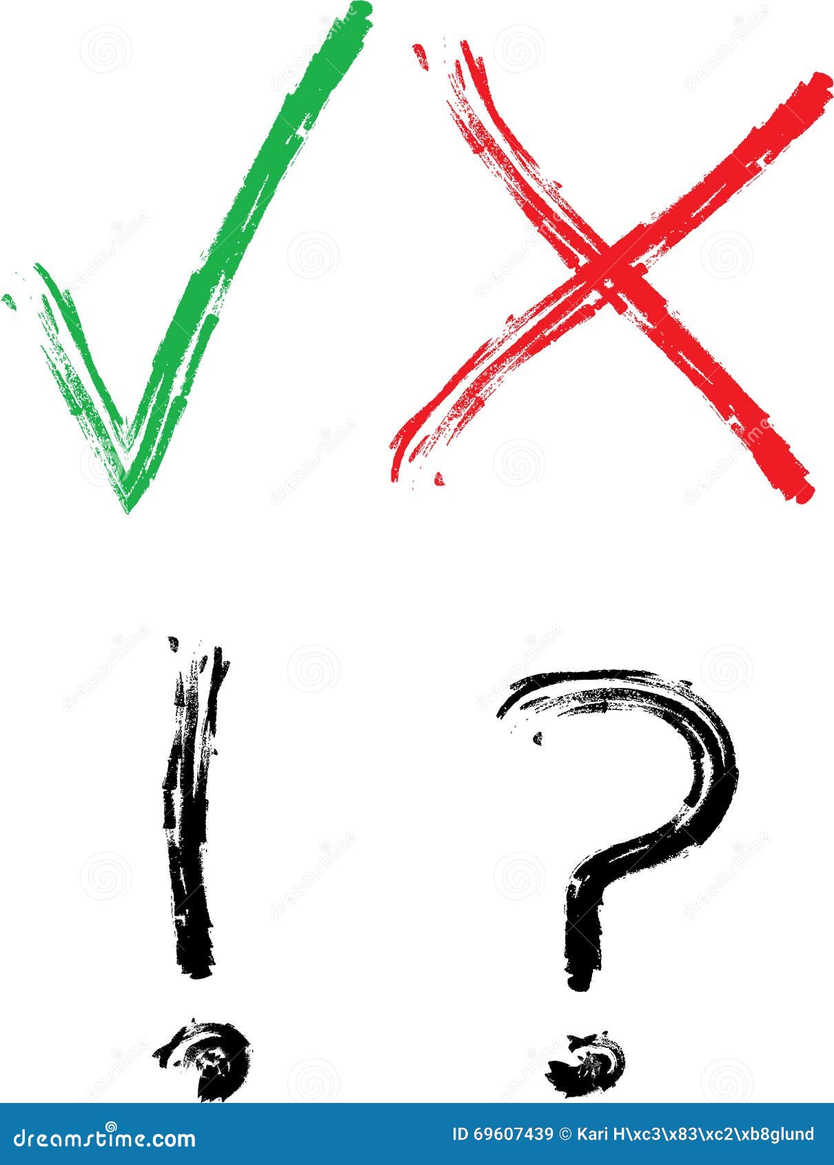 Checkmark, X, Exlamation Mark, Question Mark Stock Illustration ...