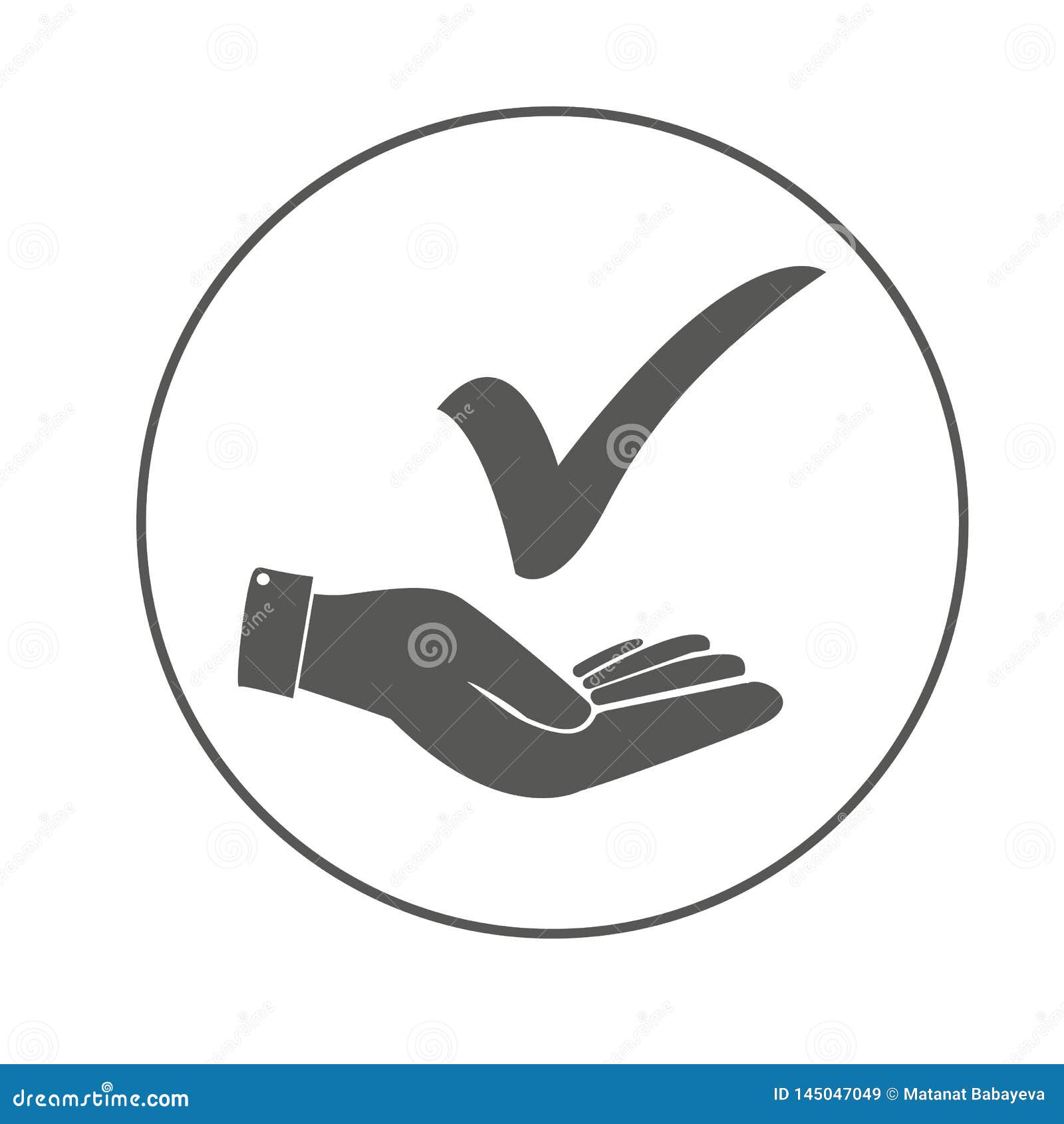 Checkmark on Hand Icon Vector Illustration Stock Illustration ...