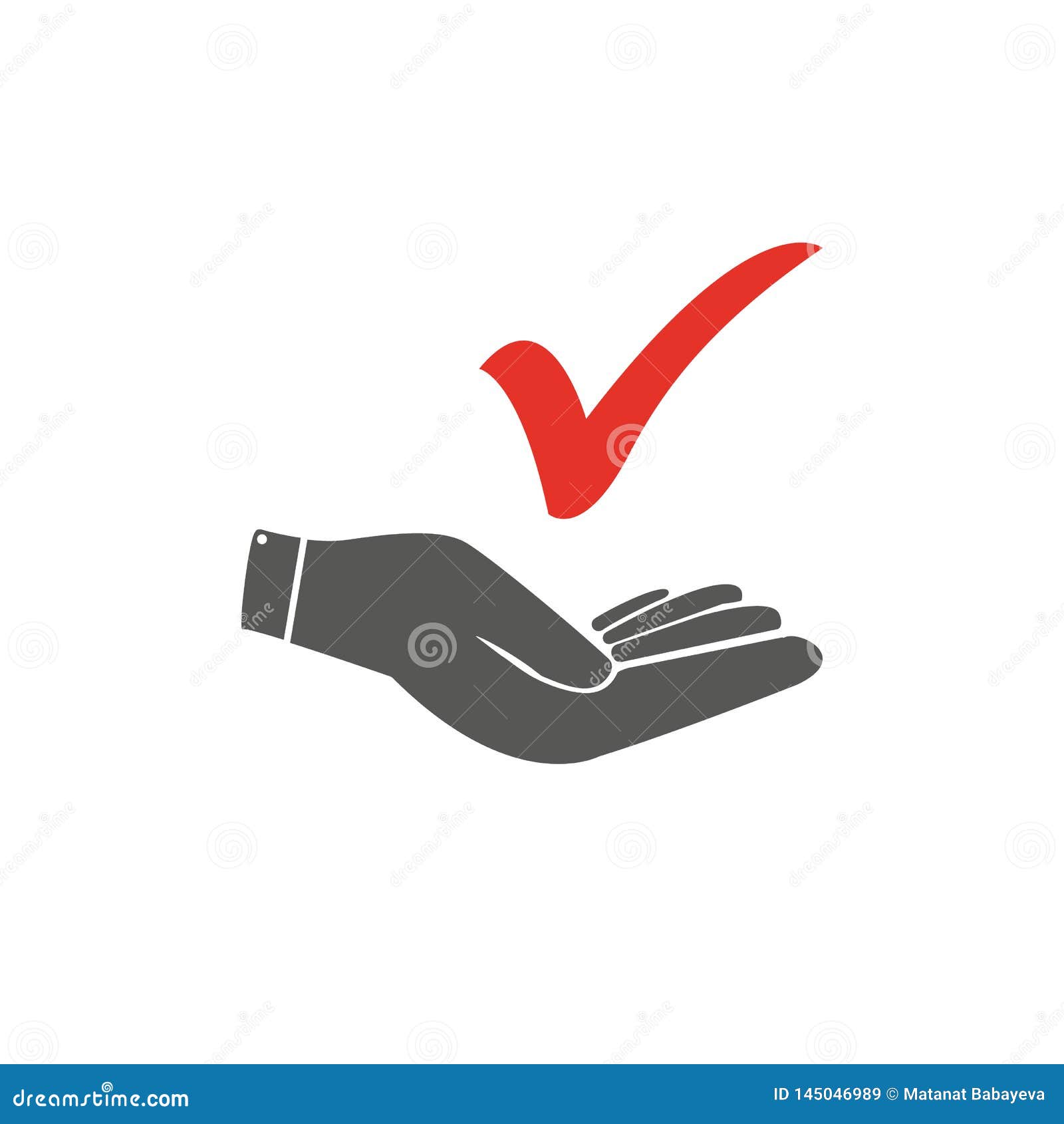 Checkmark on Hand Web Icon. Vector Design Stock Illustration ...
