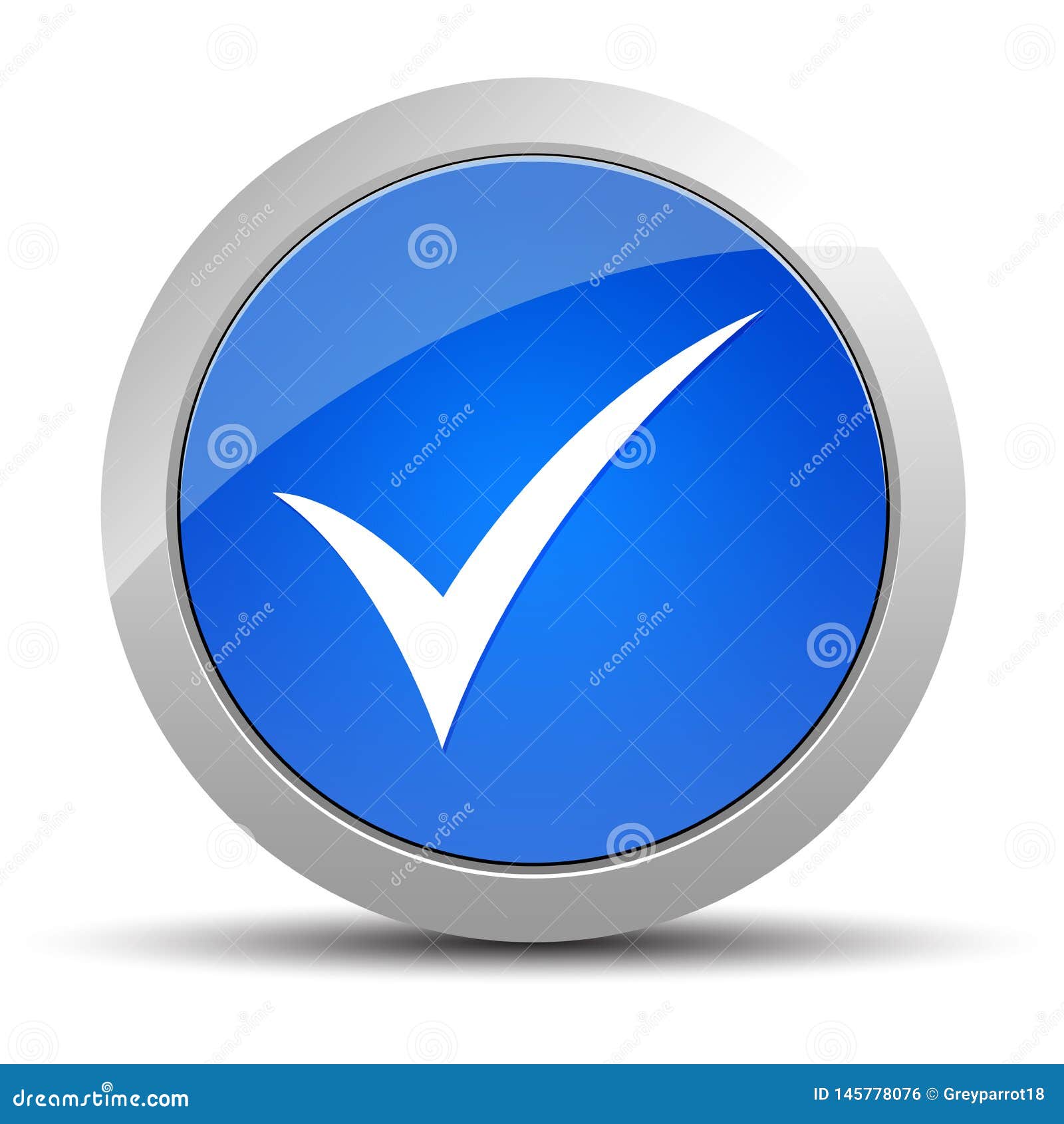 Checkmark. Blue Approved Star Sticker On White Background. Vector Stock ...