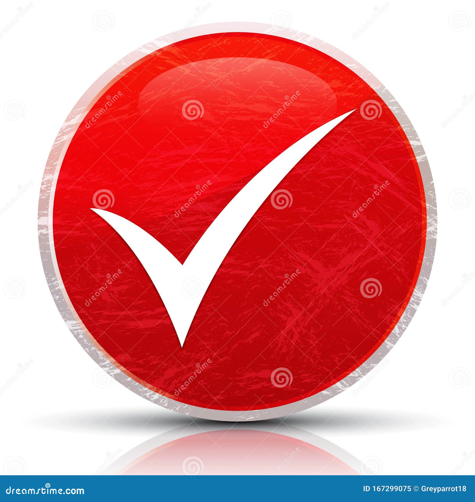 Checkmark Icon Metallic Grunge Abstract Red Round Button Illustration ...
