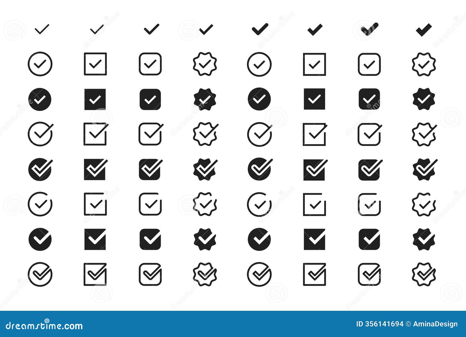 Checkmark Icon Set these are Symbols that Indicate Approval and ...