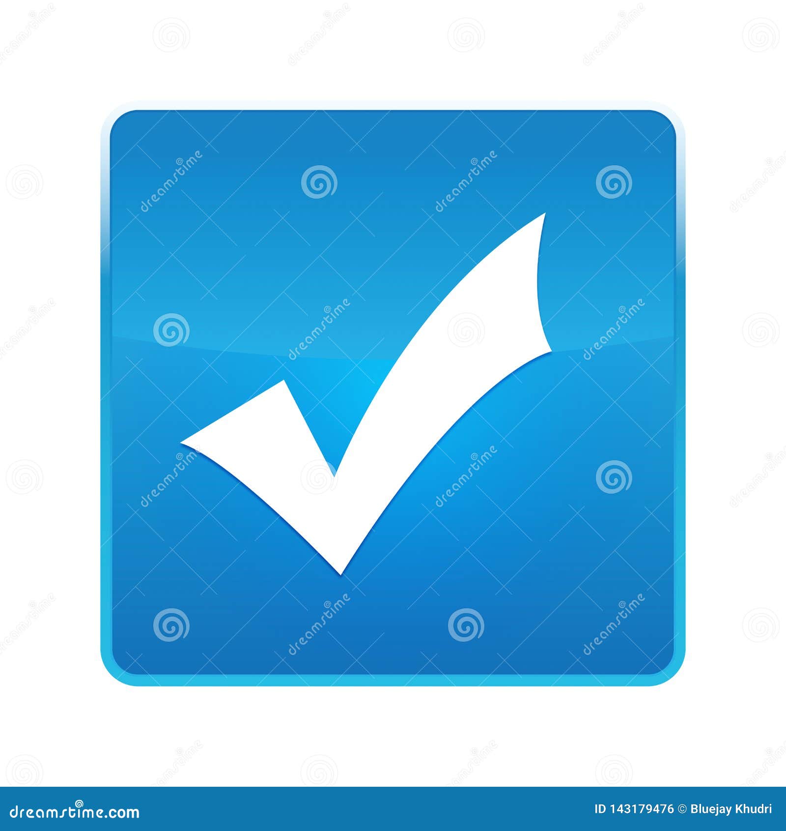 Checkmark Icon Shiny Blue Square Button Stock Illustration ...