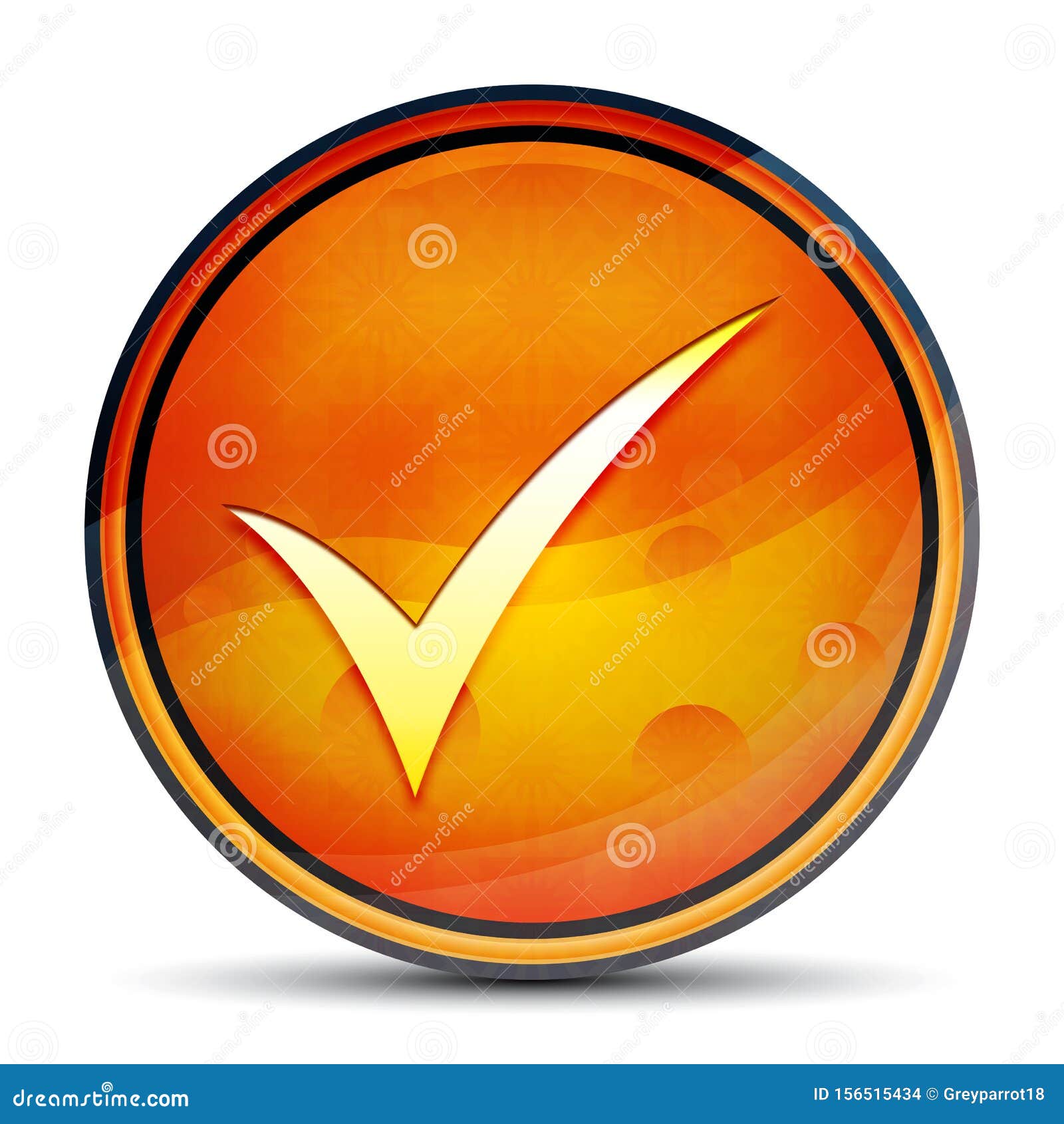 Checkmark Icon Shiny Bright Orange Round Button Illustration Stock ...