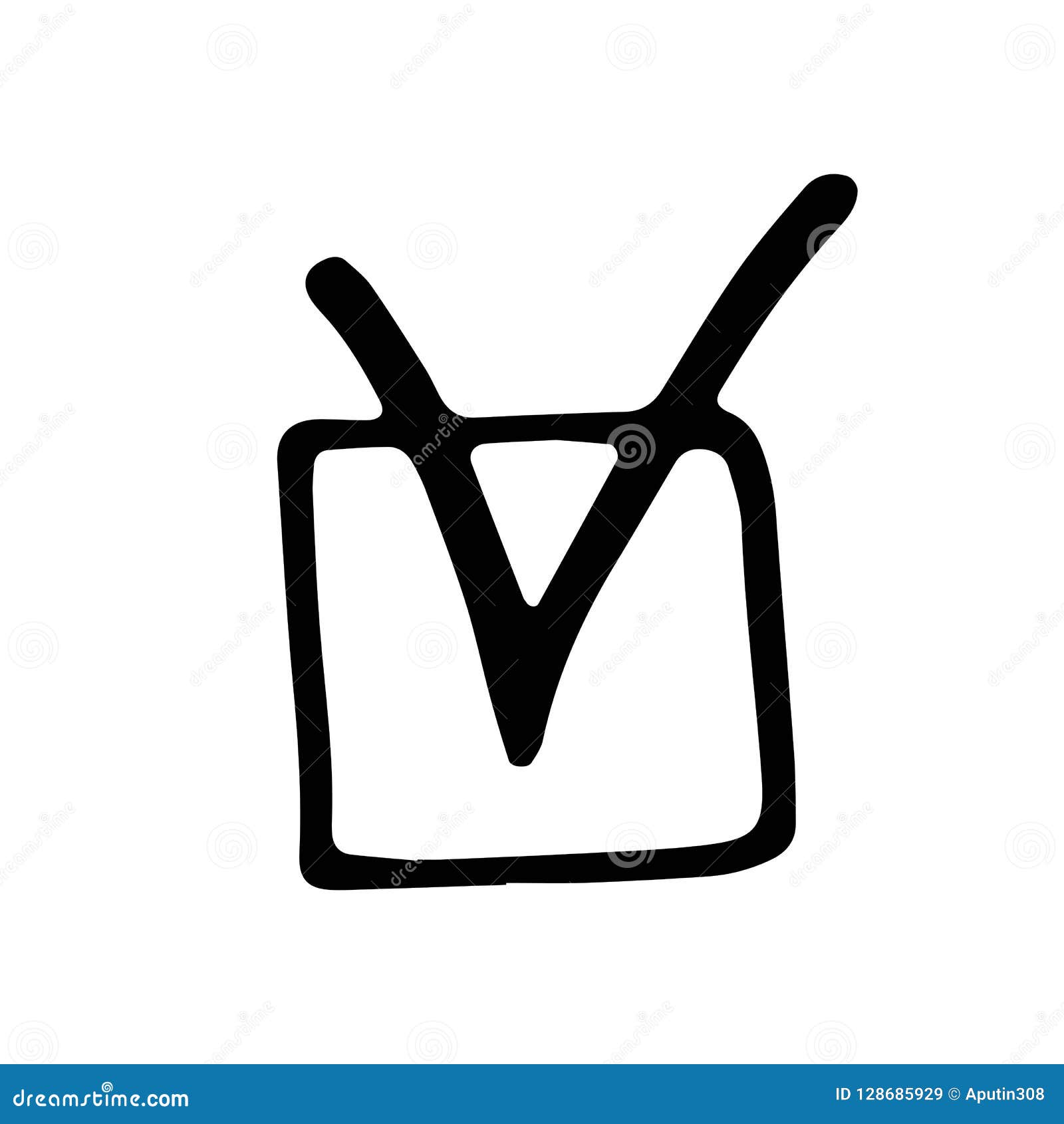 Checkmark Icon. Sketch Isolated Object Stock Vector - Illustration of ...