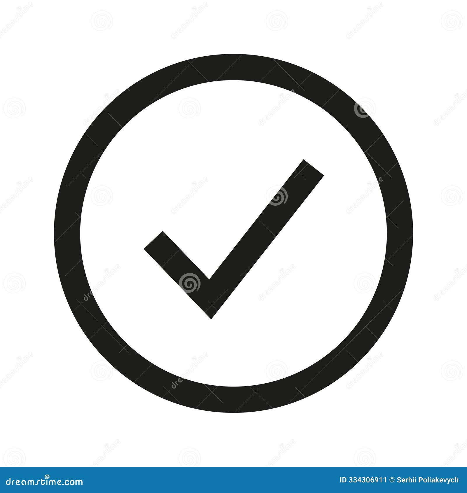 Checkmark Icon Vector. Simple Black Check Inside Circle. Approval ...