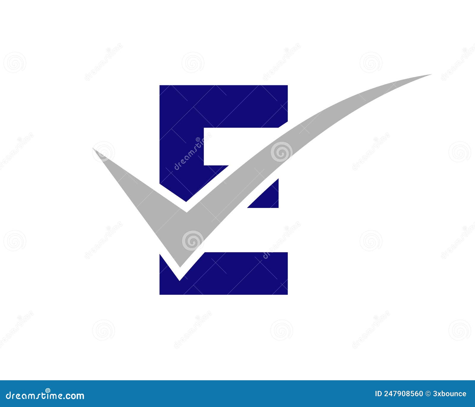 Checkmark Logo on Letter E Vector Template. Letter E Check Mark ...