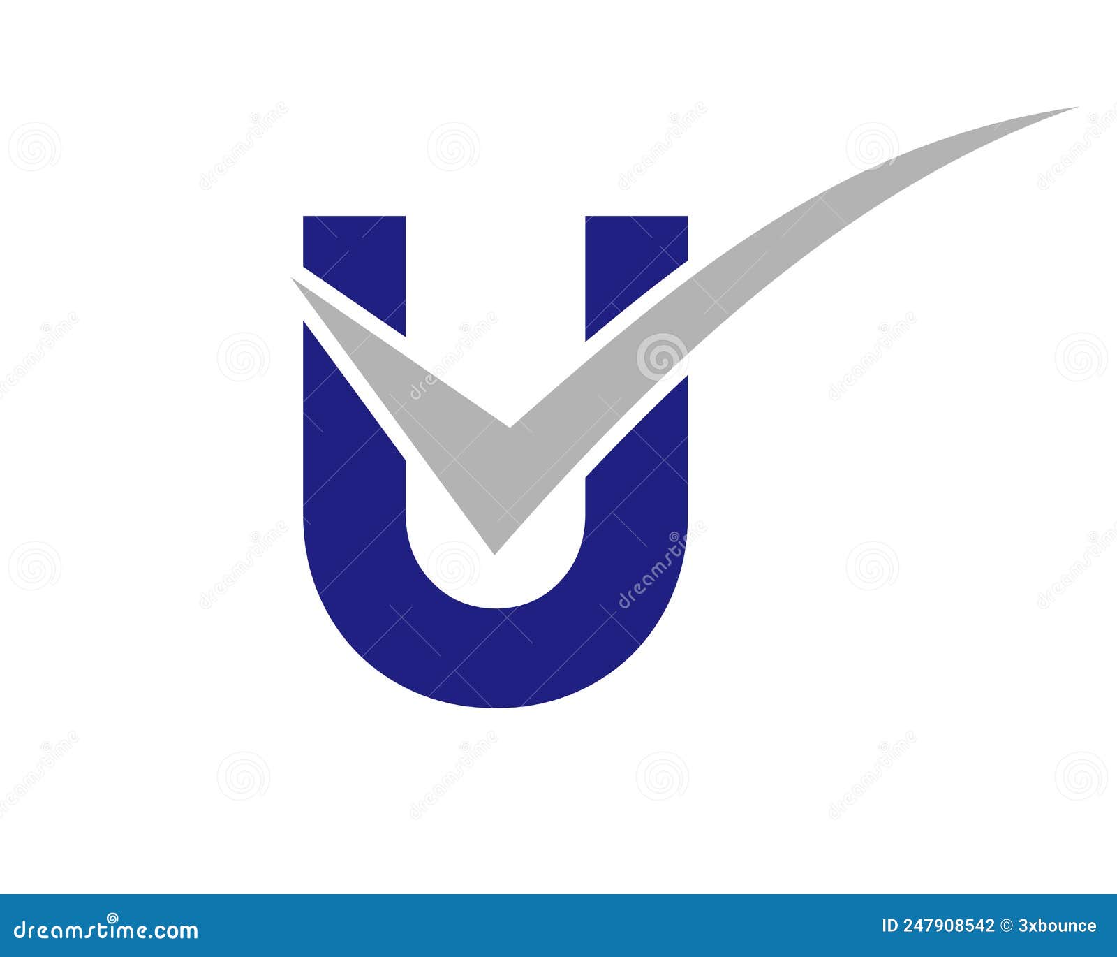 Checkmark Logo on Letter U Vector Template. Letter U Check Mark ...