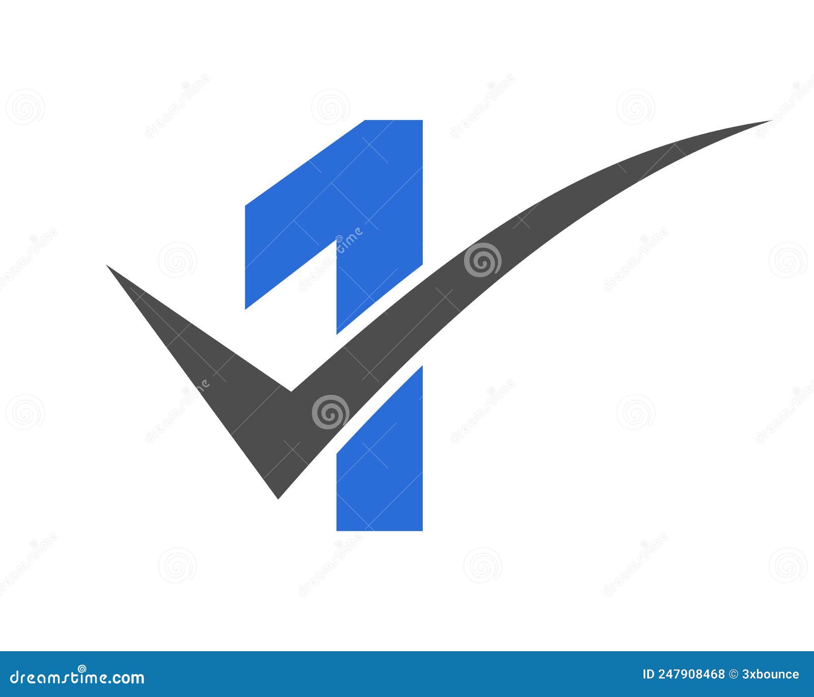 Checkmark Logo on Letter 1 Vector Template. Letter 1 Check Mark ...