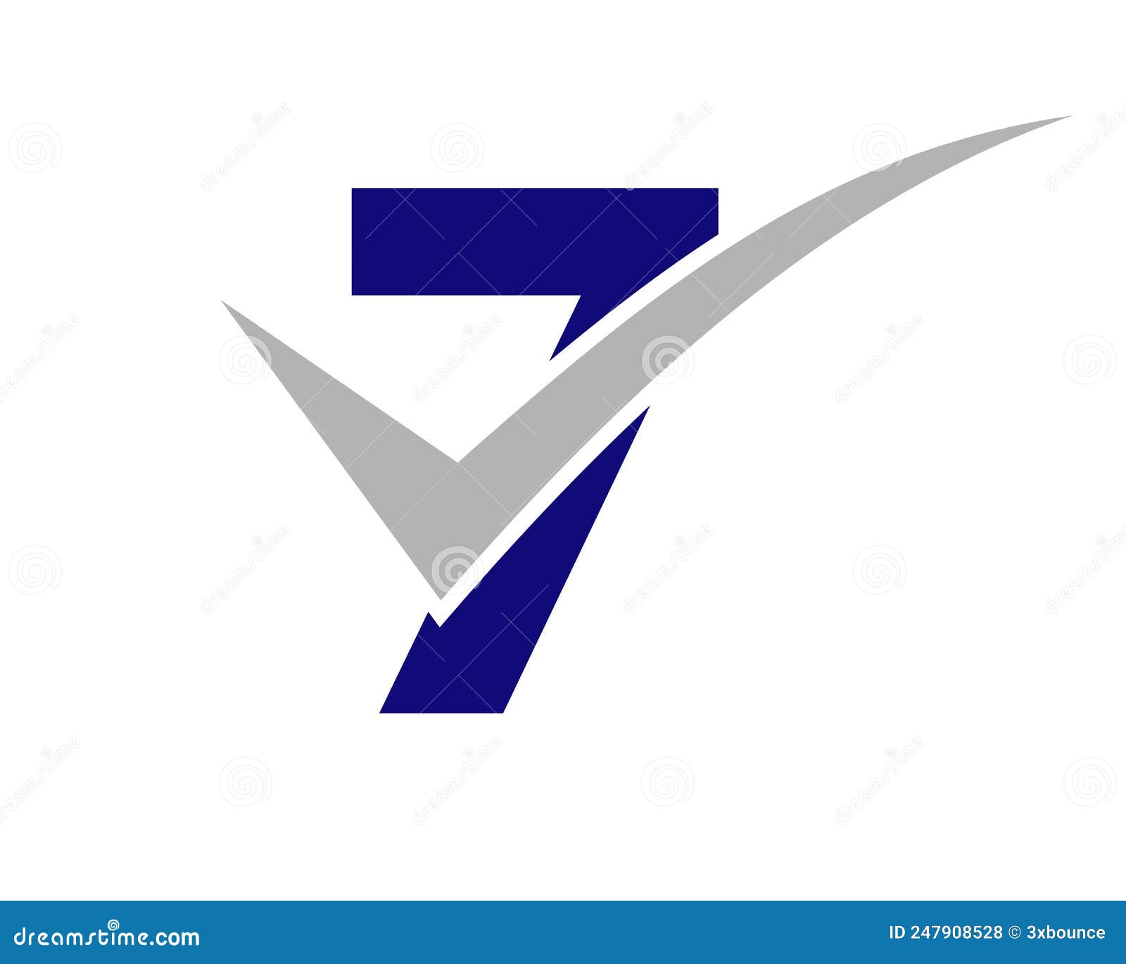 Checkmark Logo on Letter 7 Vector Template. Letter 7 Check Mark ...