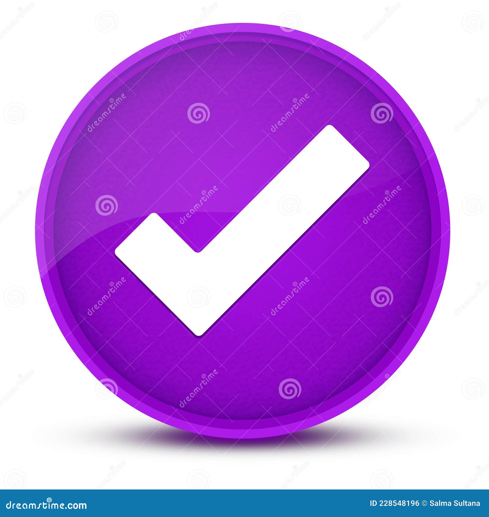 Checkmark Luxurious Glossy Purple Round Button Abstract Stock ...