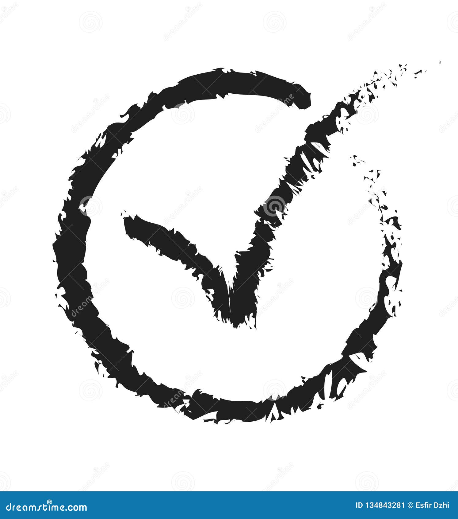 Checkmarks in Circle Brush Stroke Vector Acceptance Symbol Isolated on ...