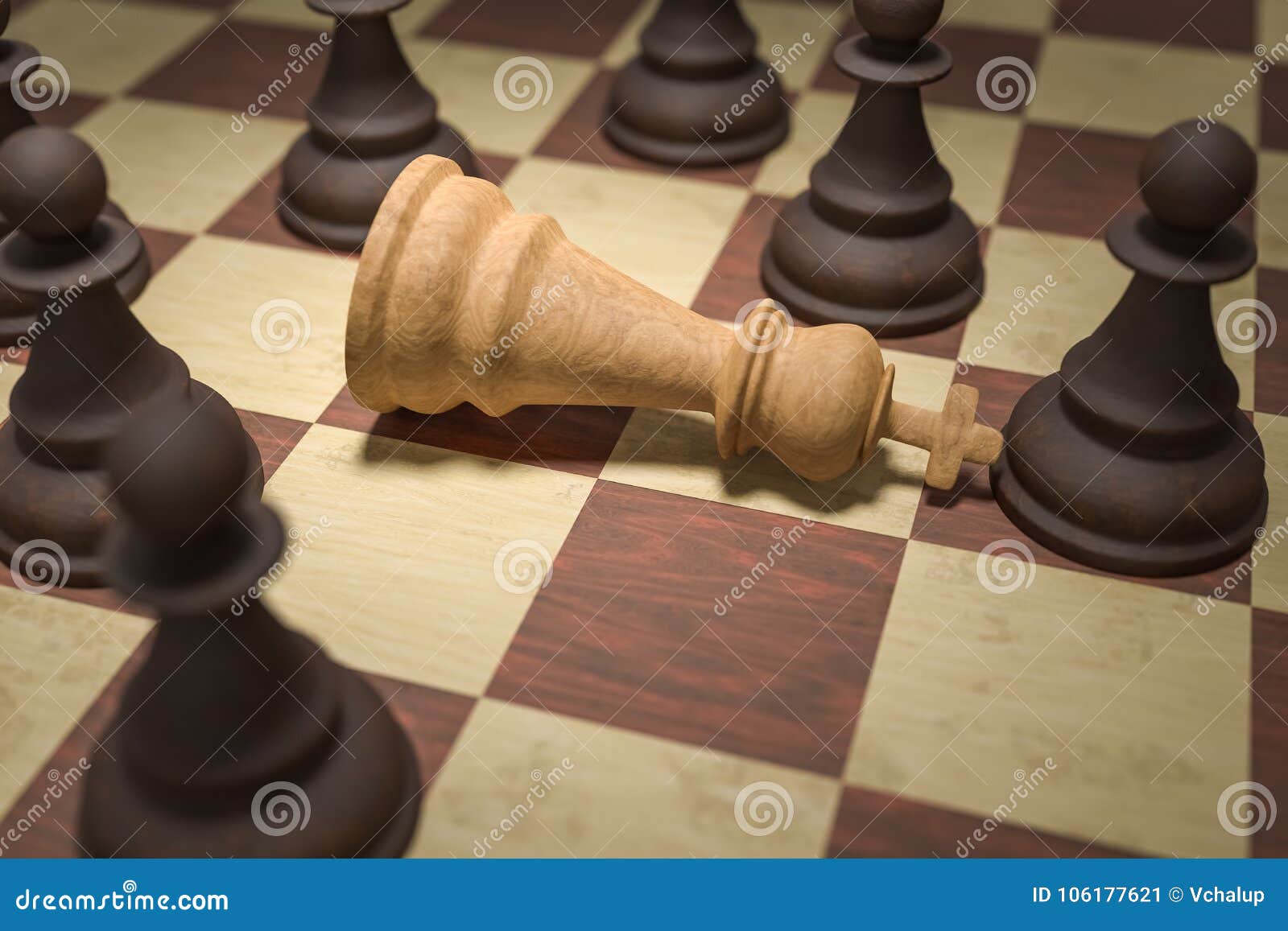 Checkmate in Chess. White King is Surrounded by Black Pawns Stock ...