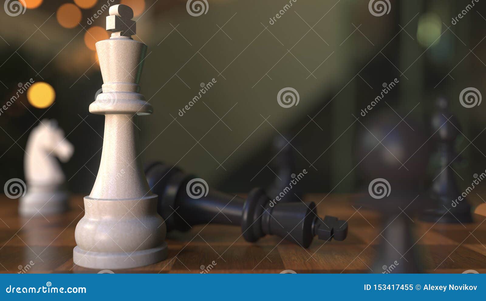 Checkmate or Mate in Chess Game. Chessboard Close-up, 3D Rendering ...