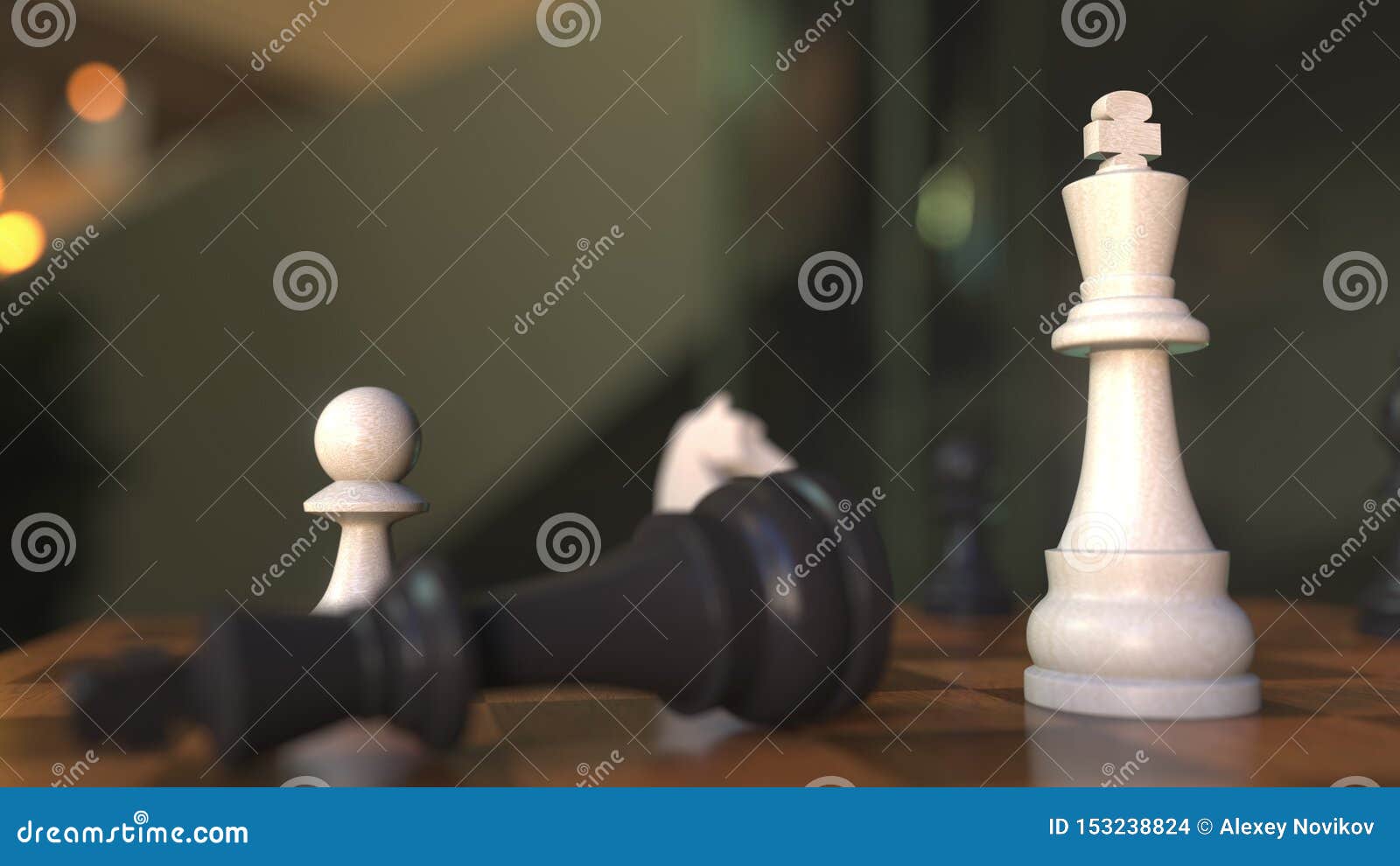 Checkmate or Mate in Chess Game. Chessboard Close-up, Realistic 3D ...
