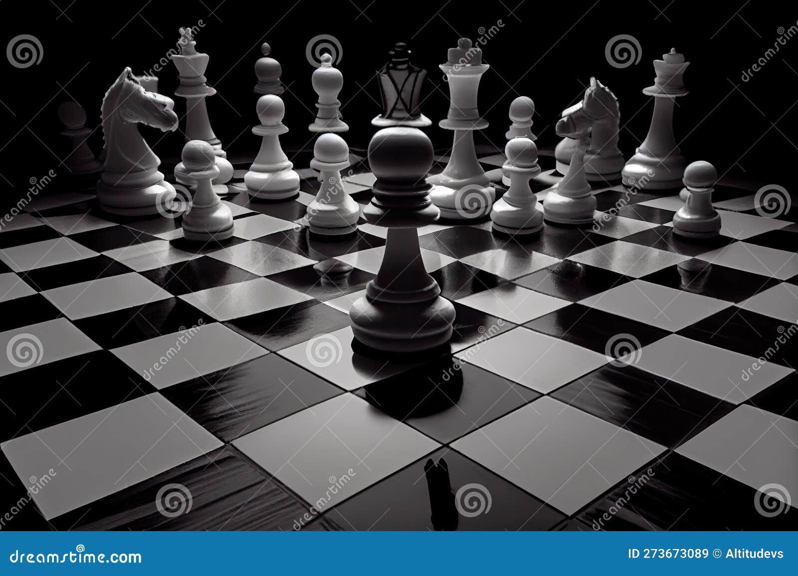 Checkmate in One Move, with Black and White Pieces of Chessboard ...