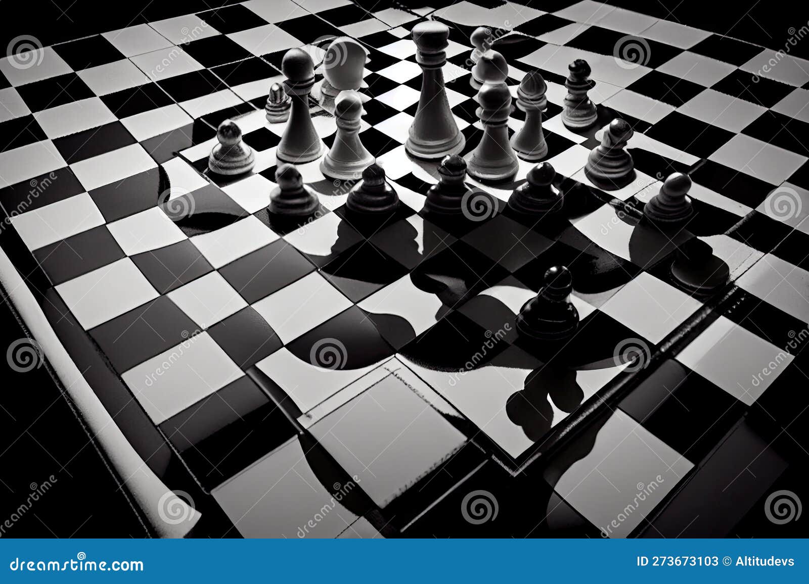 Checkmate in One Move, with Black and White Pieces of Chessboard ...