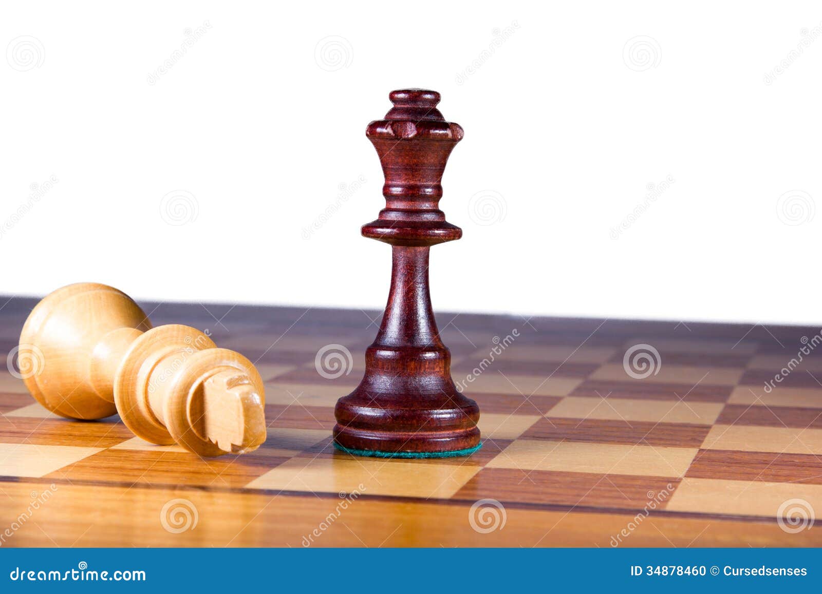 Checkmate White King Lying in Front of the White Queen Stock Photo ...