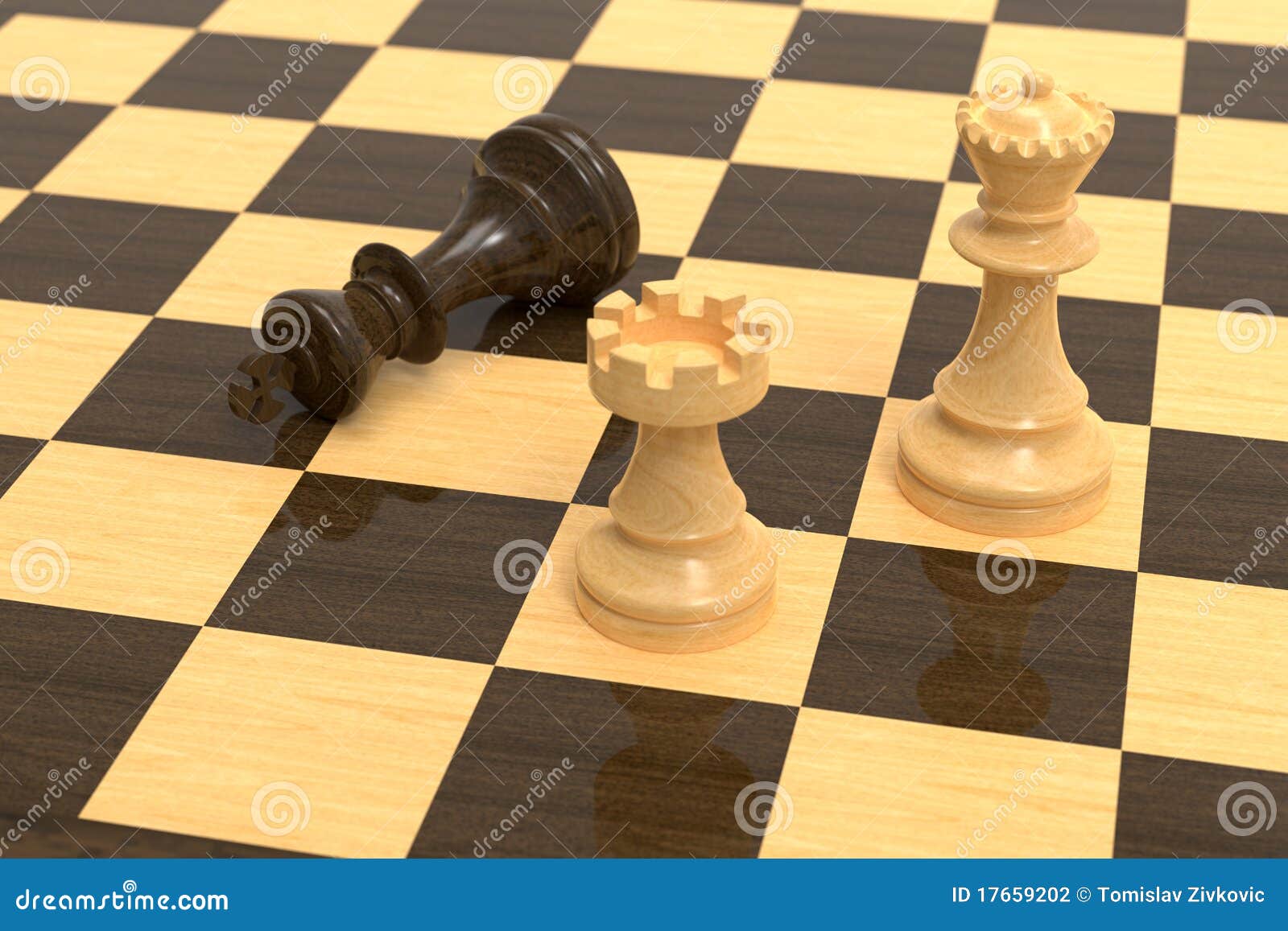Checkmate on wooden board stock illustration. Illustration of strategy ...