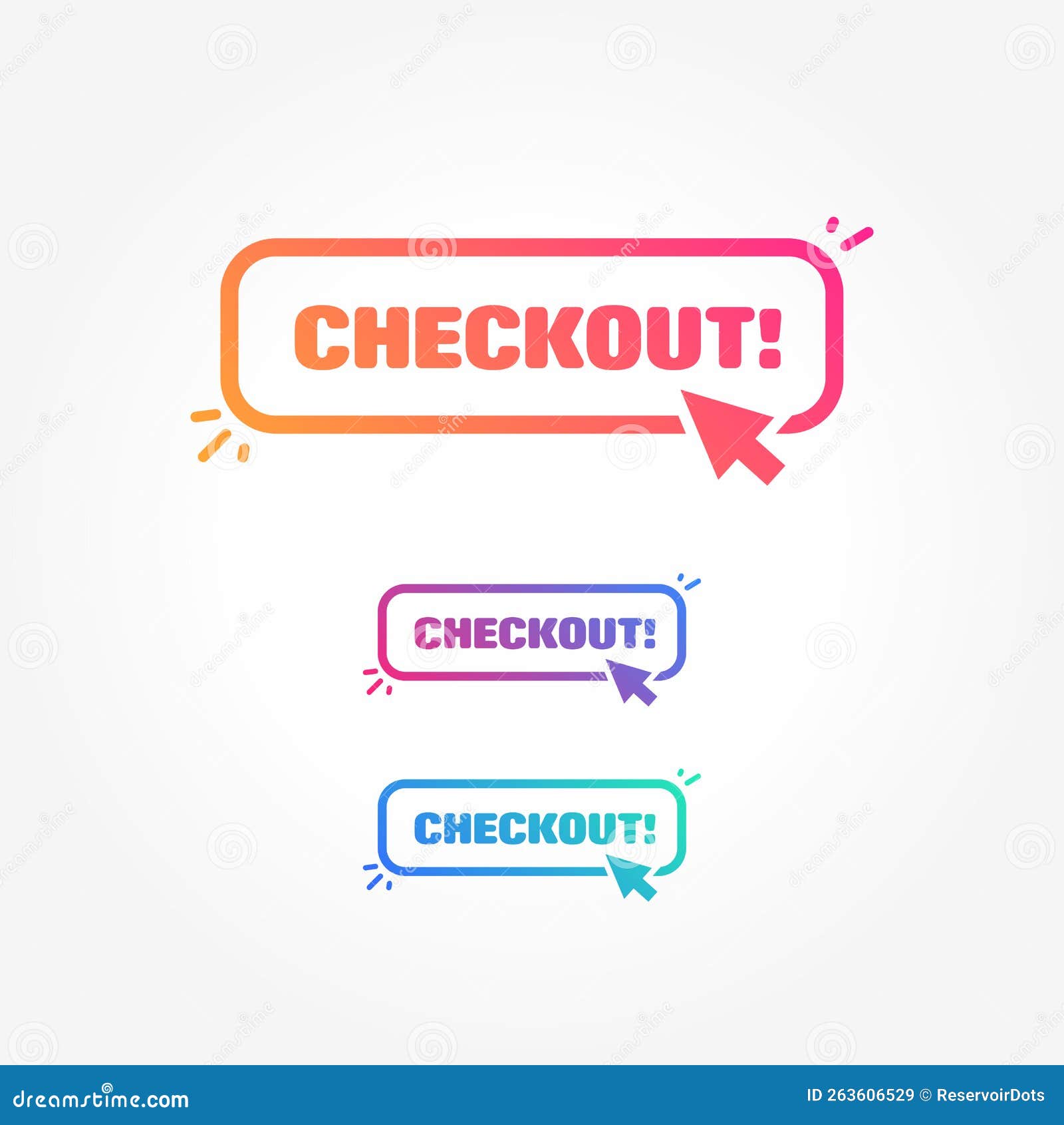 Checkout Button with Cursor Label Set Stock Illustration - Illustration ...
